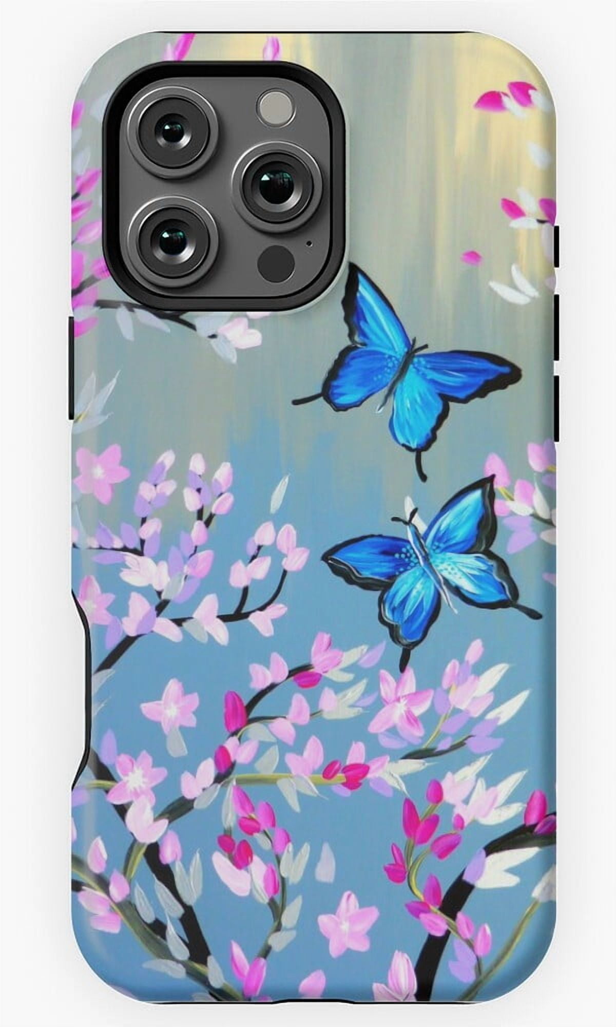 Butterflies and Cherry Blossom Branches Phone Case Compatible with ...