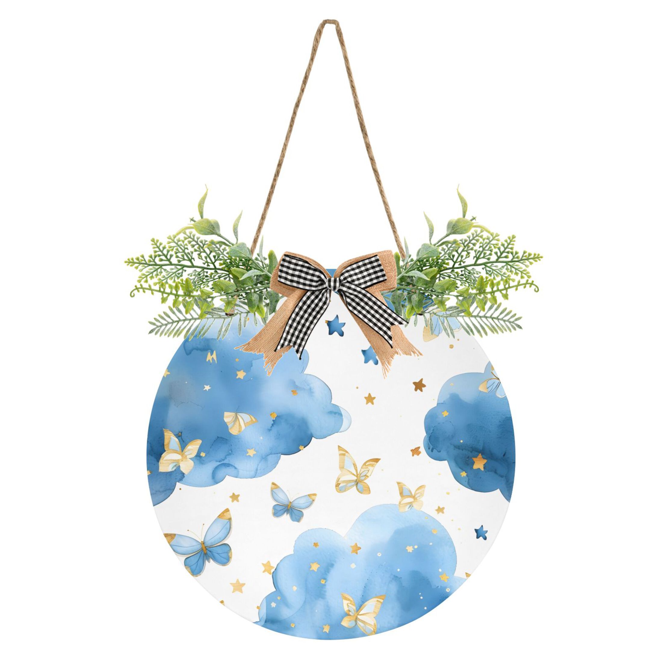 Butterflies and Cloud Welcome Front Door Sign Round 12 inch Porch ...