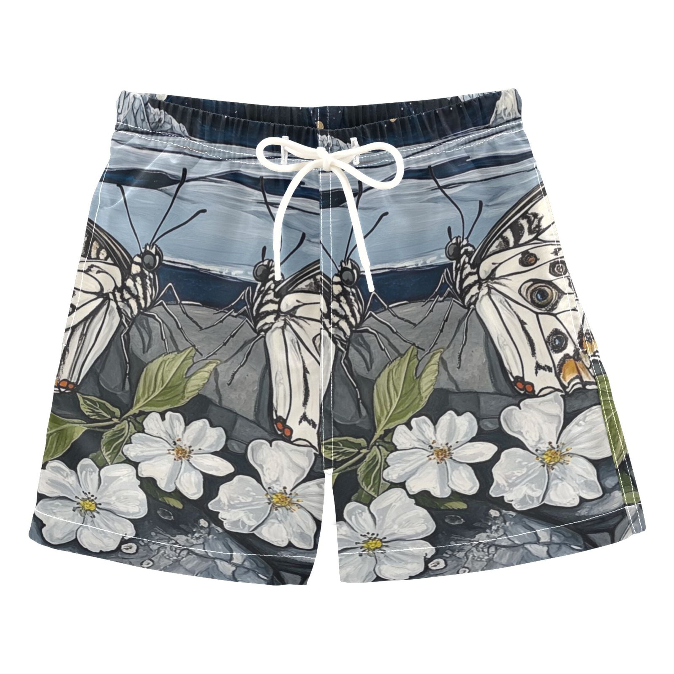 Butterflies and Flowers Boys Swim Trunks Quick Dry Boy Swim Shorts for ...