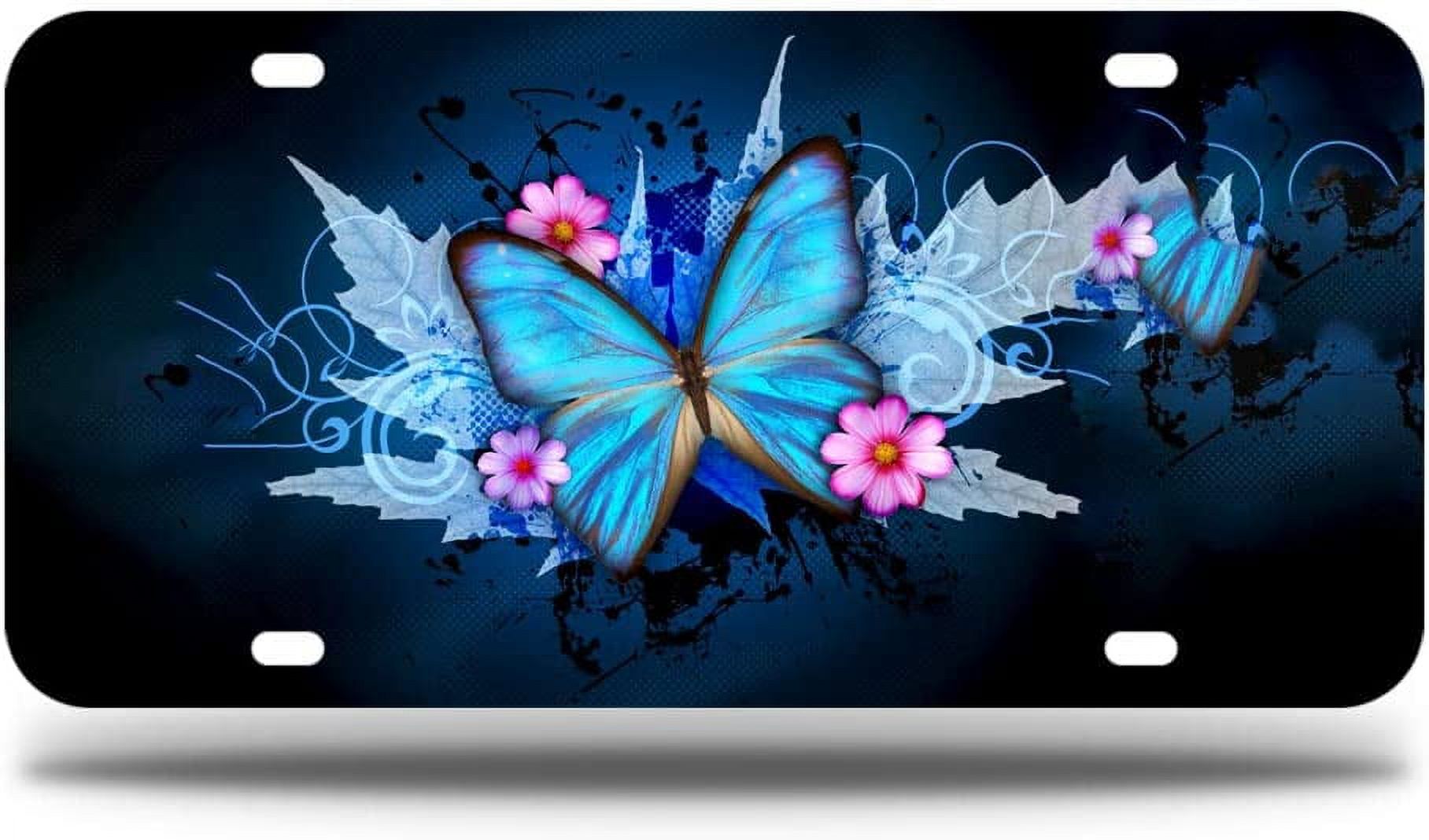 Butterflies and Flowers Maple Leaves License Plate, Car Front License ...
