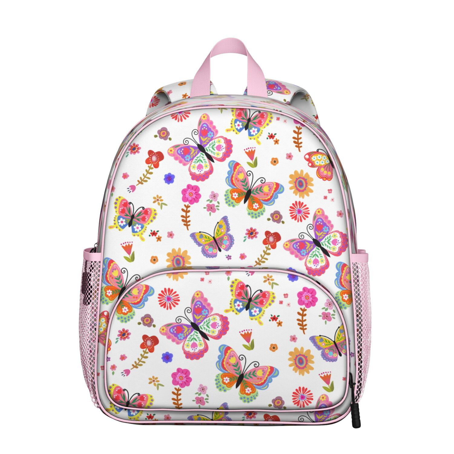 Butterflies and Flowers Student Backpack – Garden Pattern with Colorful ...