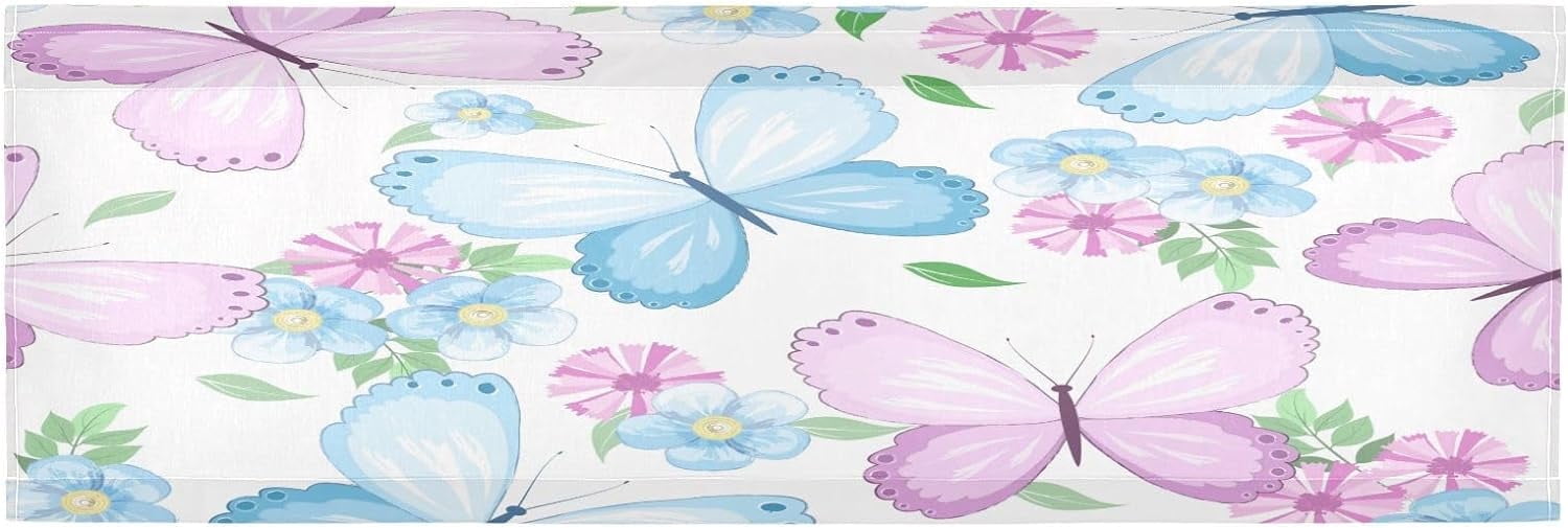 Butterflies and Flowers Trolley Bag Curtain Drape, 54" x 18" Curtain ...