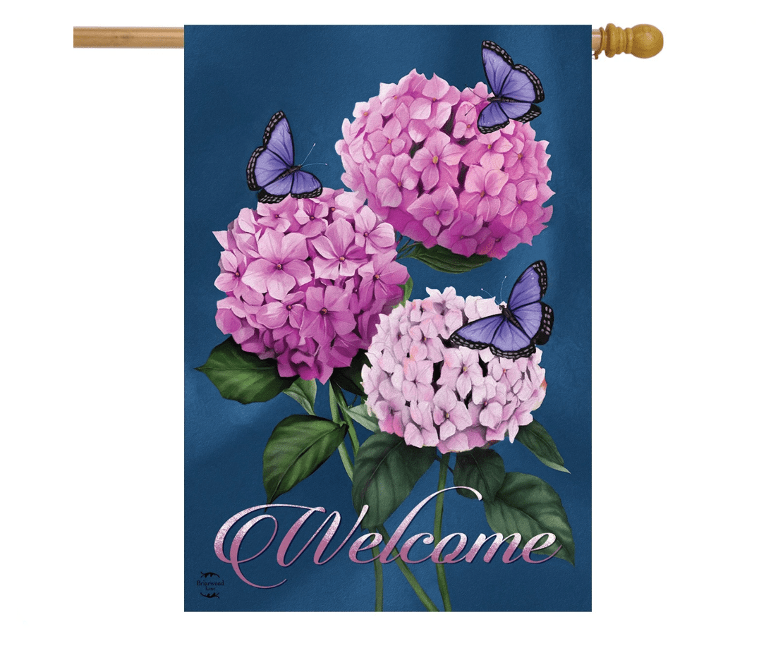 Butterflies and Hydrangeas Spring Flag 12x18 POLE NOT INCLUDED Garden ...
