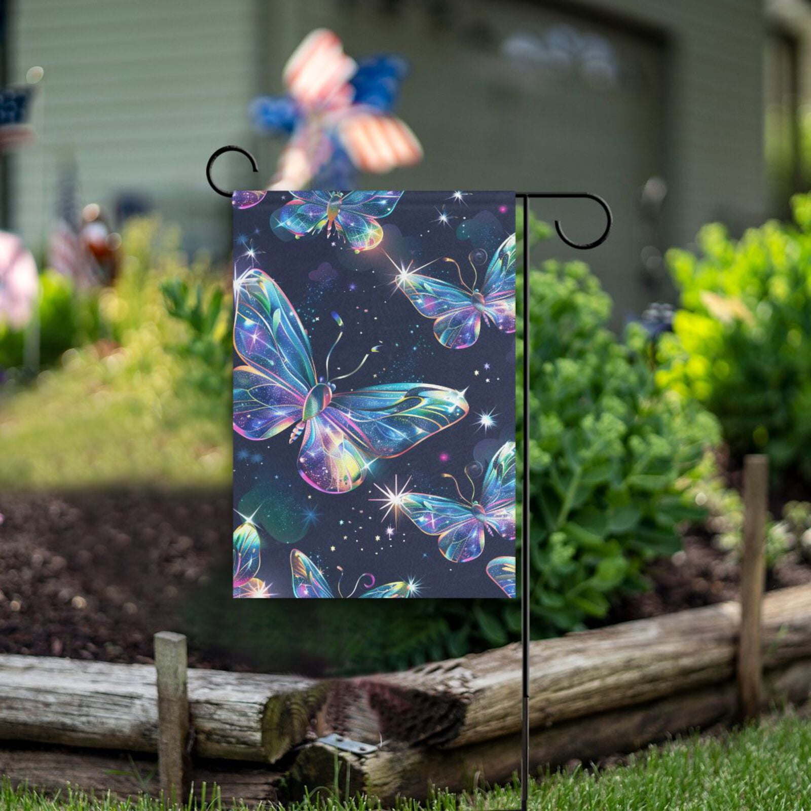 Butterflies and Stars Garden Flag Double Sided Outdoor Banners for ...