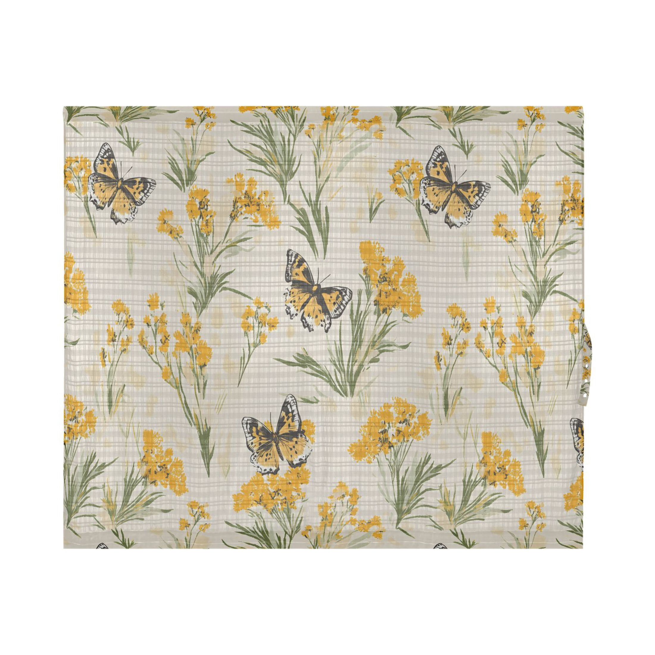 Butterflies and Yellow Flowers Door Curtain Blackout Thermal Insulated ...
