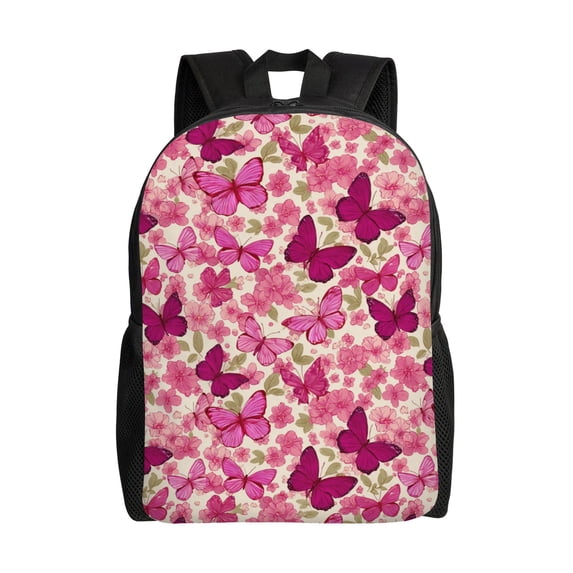 Butterflies and flowers pattern Backpack with 15 Inch Laptop ...