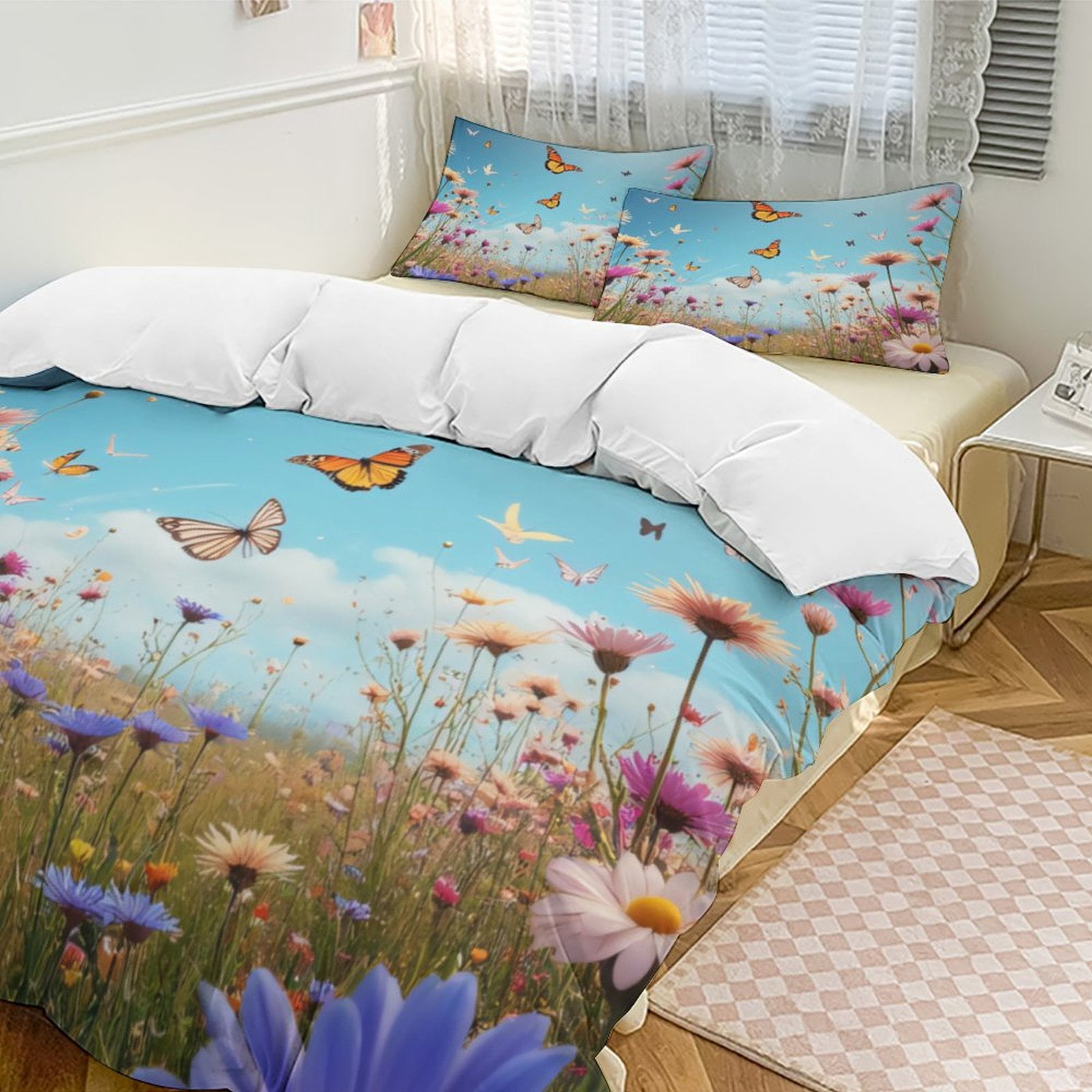Butterflies in A Flower Field 3D Duvet Cover Set Quilt Cover Theme of ...