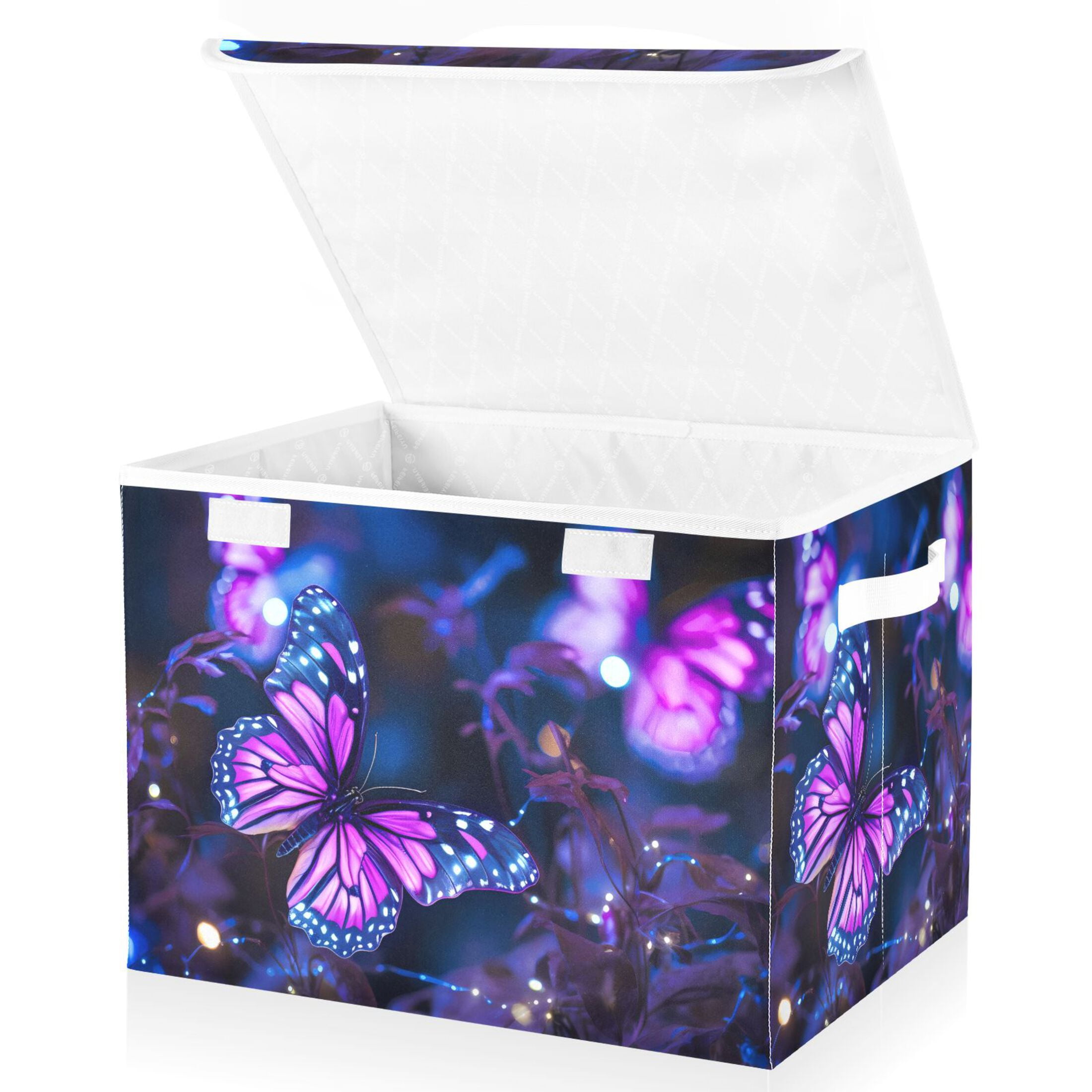 Butterflies in Blue Large Lidded Bin Foldable Storage Baskets Boxes ...
