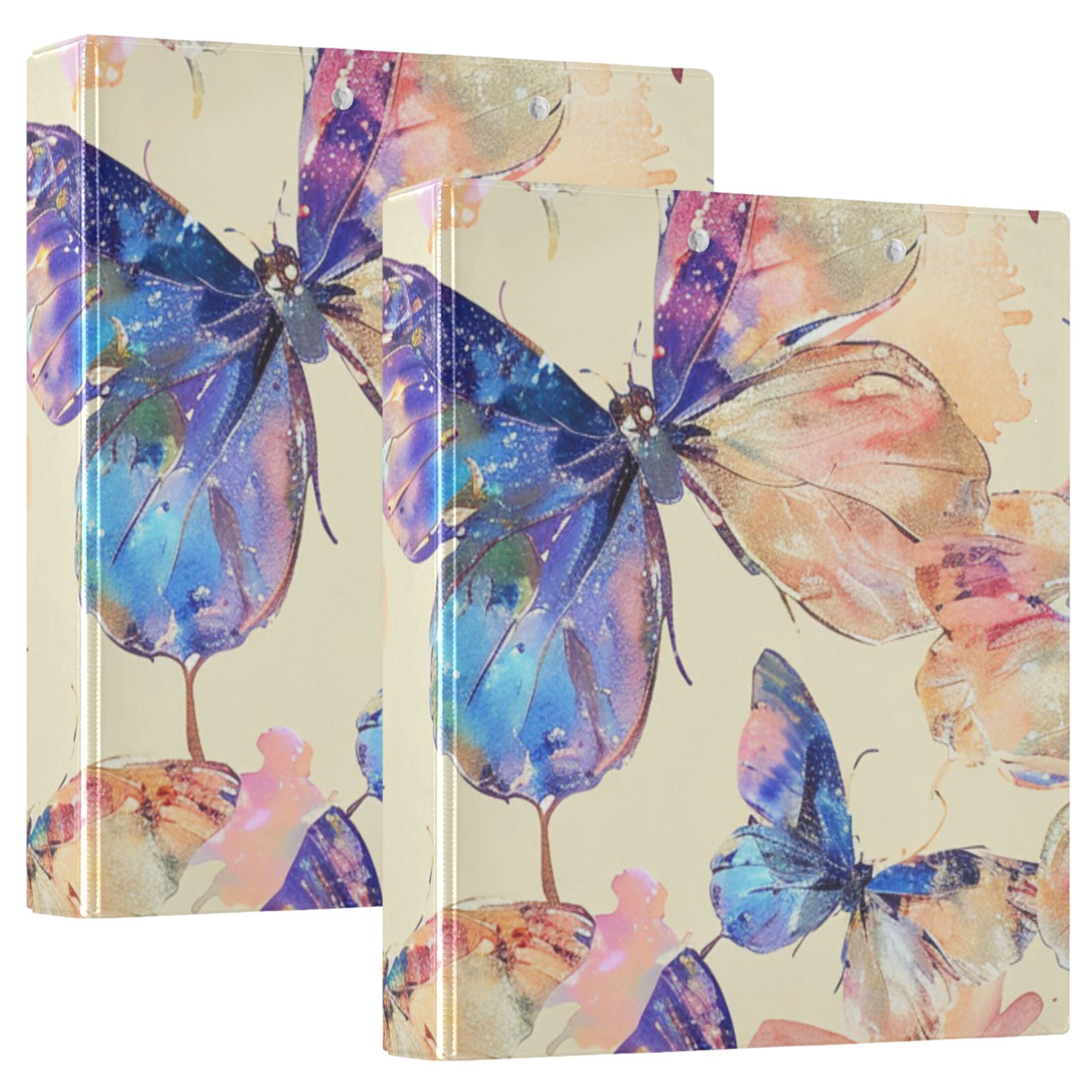 Butterflies in Cream 3 Ring Binders 1.5 inch Hardcover File Folders ...