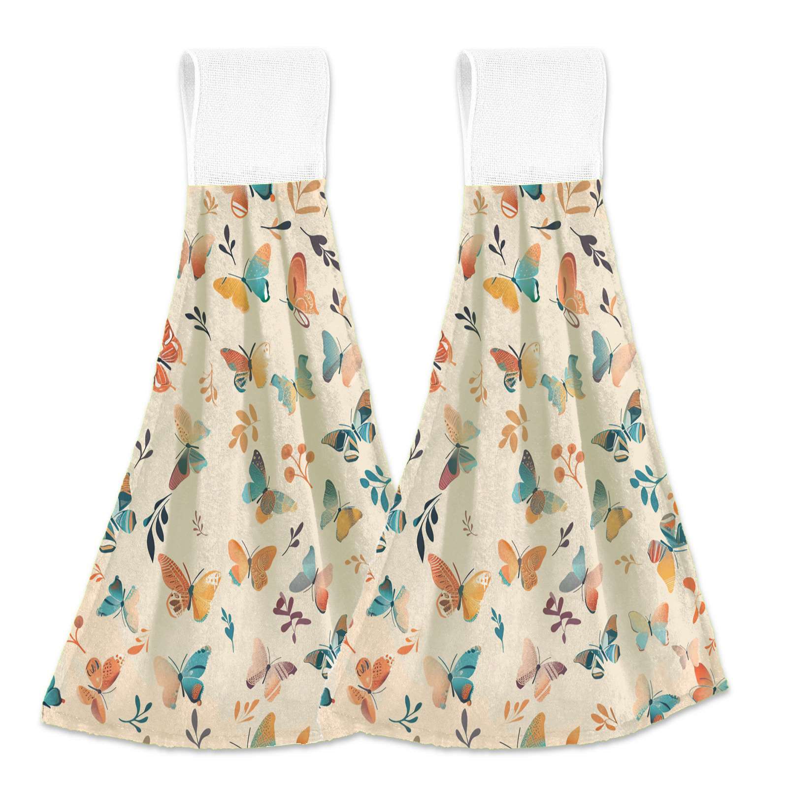 Butterflies in spring Hanging Kitchen Hand Towels Sets with Loop Hand ...