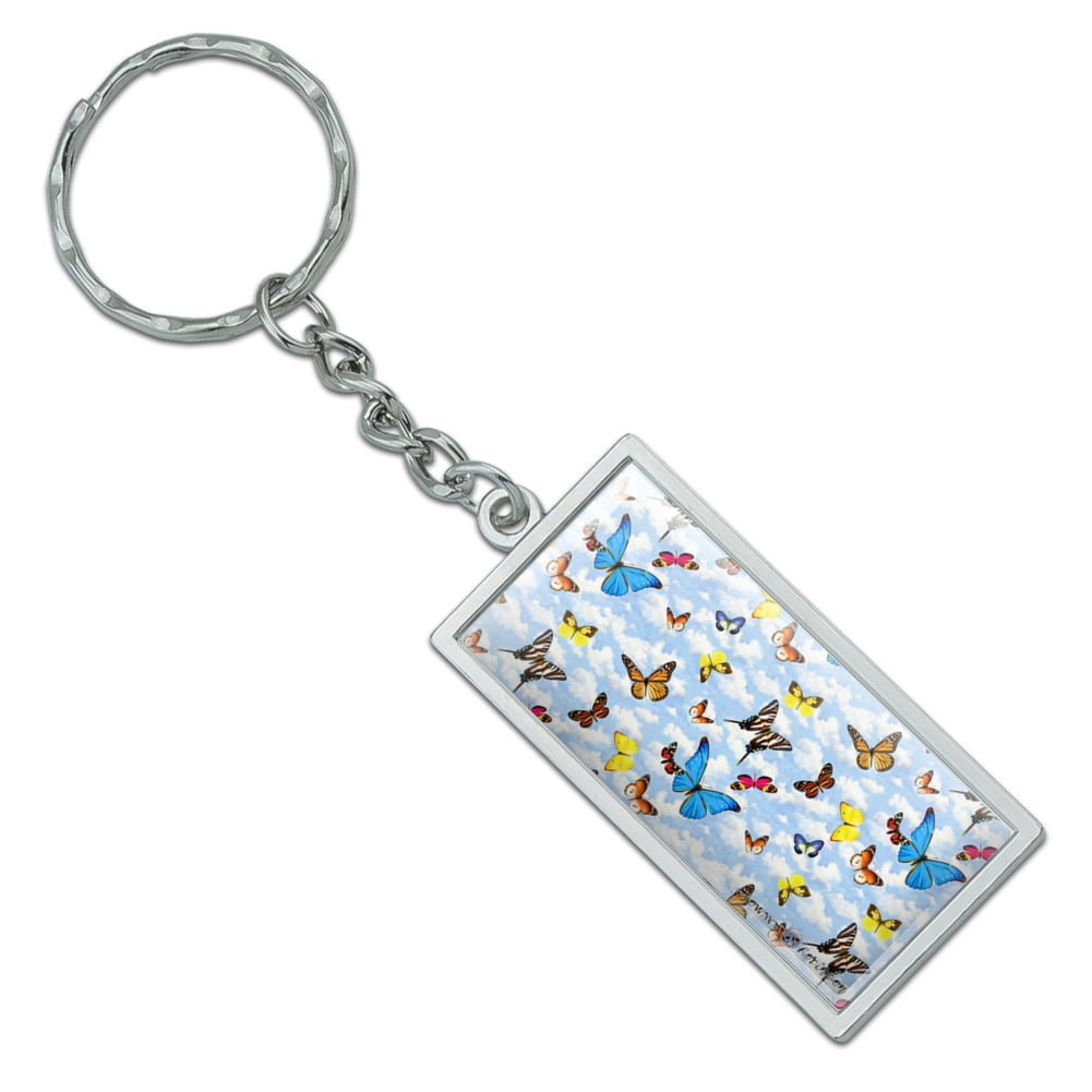 Butterflies in the Blue Sky Pattern Rectangle Chrome Plated Metal ...