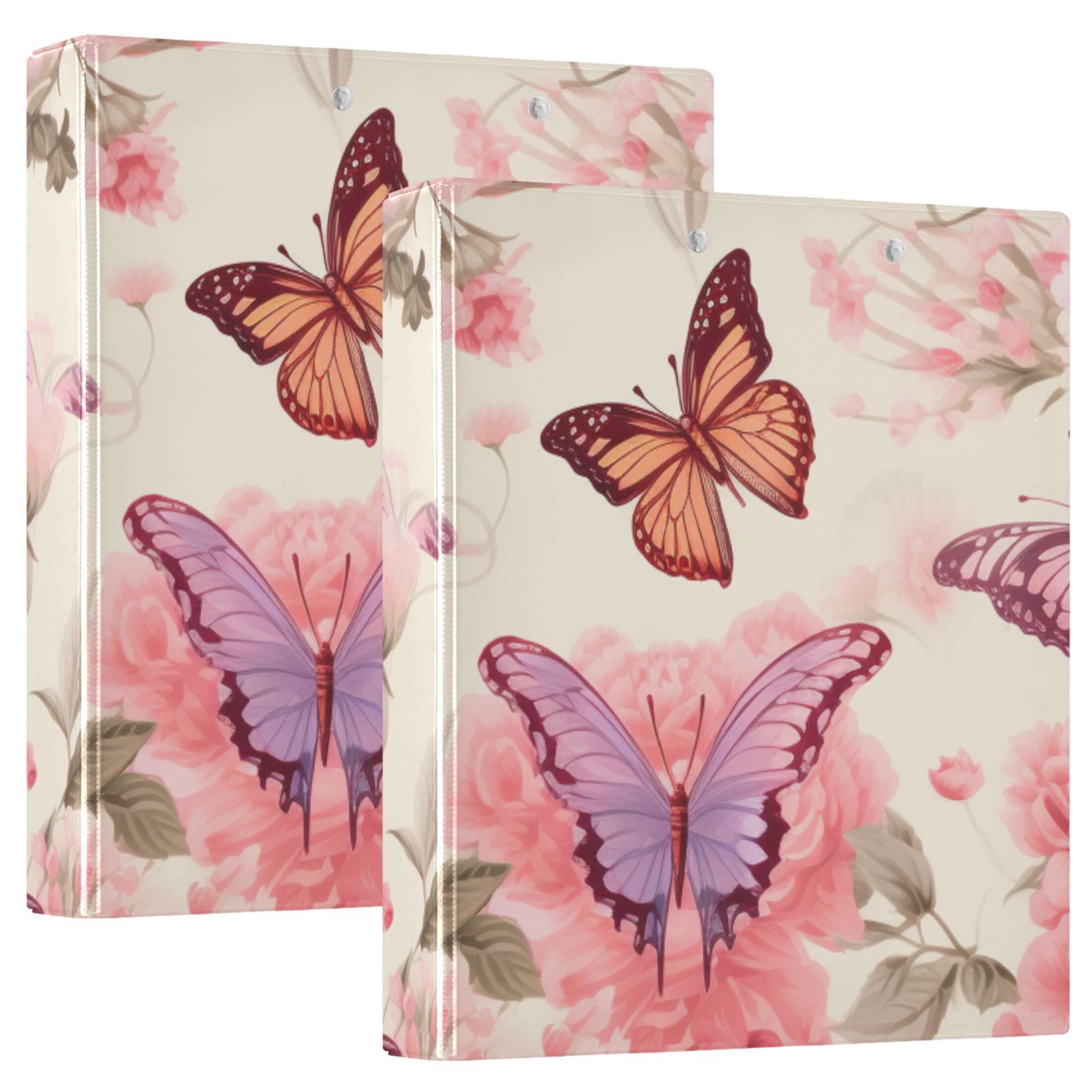 Butterflies on Peonies 3 Ring Hardcover Binders 1.5" Round Rings for ...