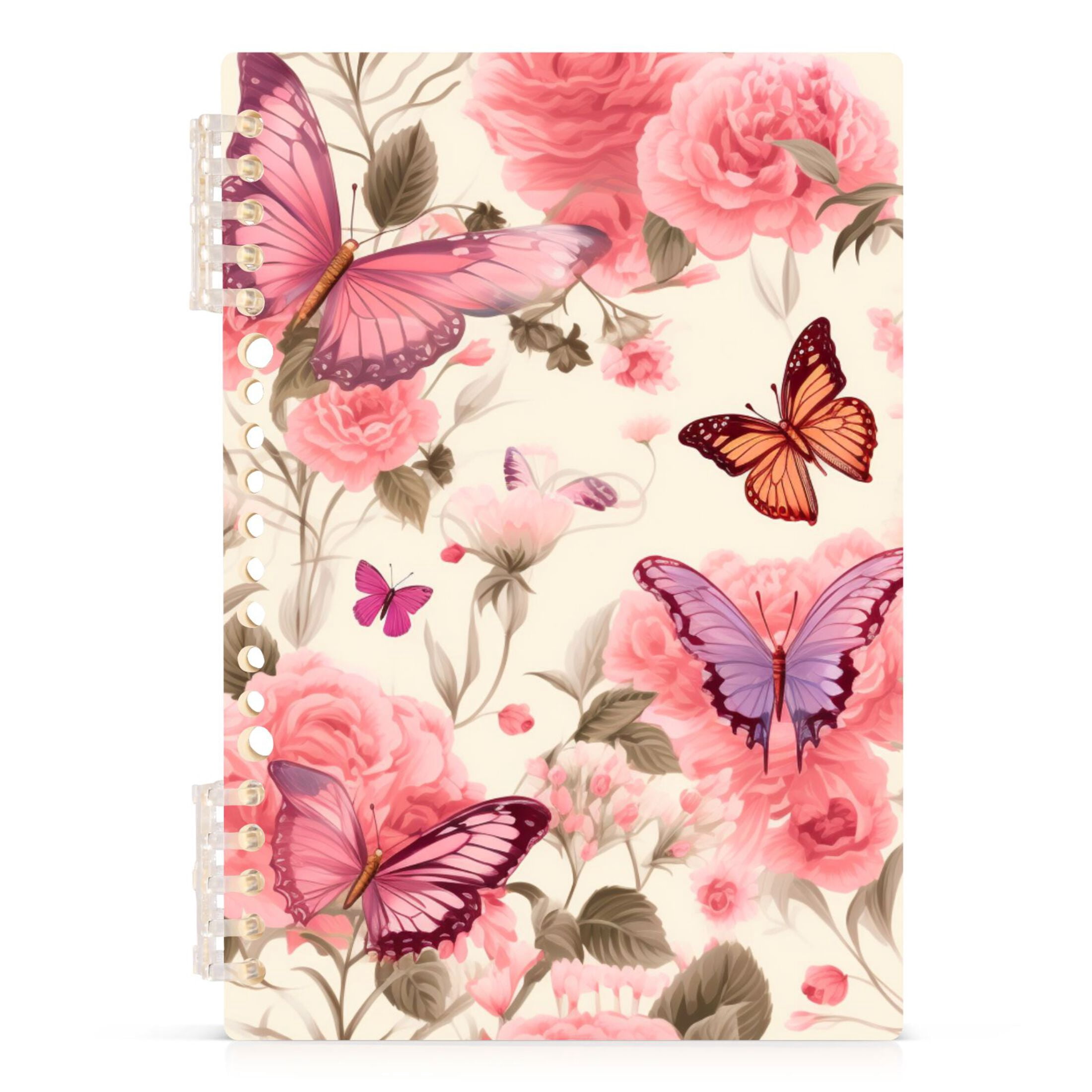 Butterflies on Peonies Spiral Notebooks 60 Sheets 120 Pages A5 Journal ...