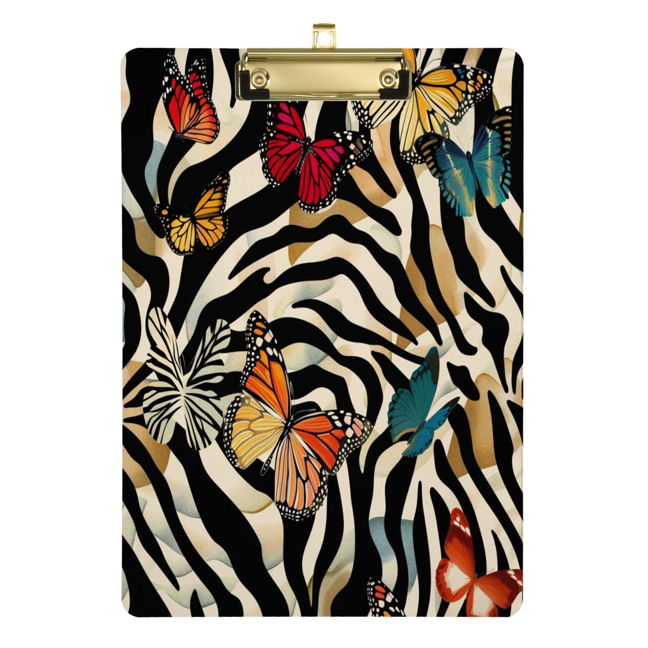 Butterflies on Zebra Stripes Acrylic Clipboards A4 Standard Letter Size ...