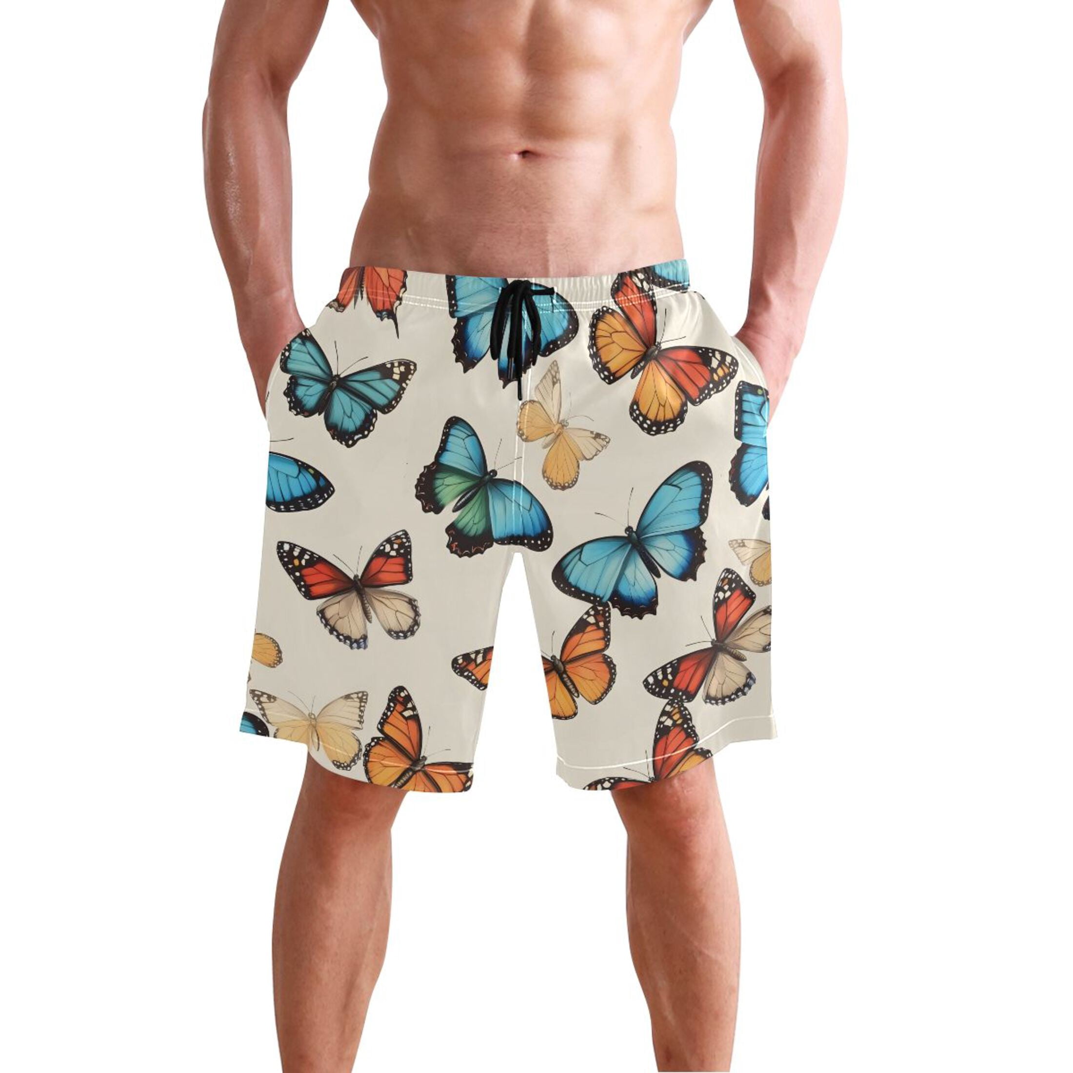 Butterflies with Beautiful Colors Men's Swim Trunks Beach Shorts ...