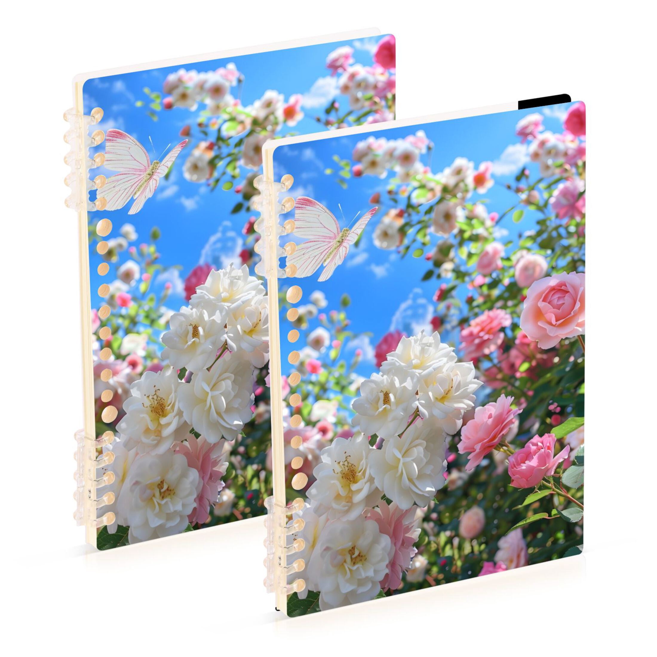 Butterflies with Blooming Roses Notebook Detachable Coil Notebook Diary ...