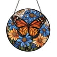 Butterflies with Blue Flowers Stained Glass Suncatcher – Window Decor ...