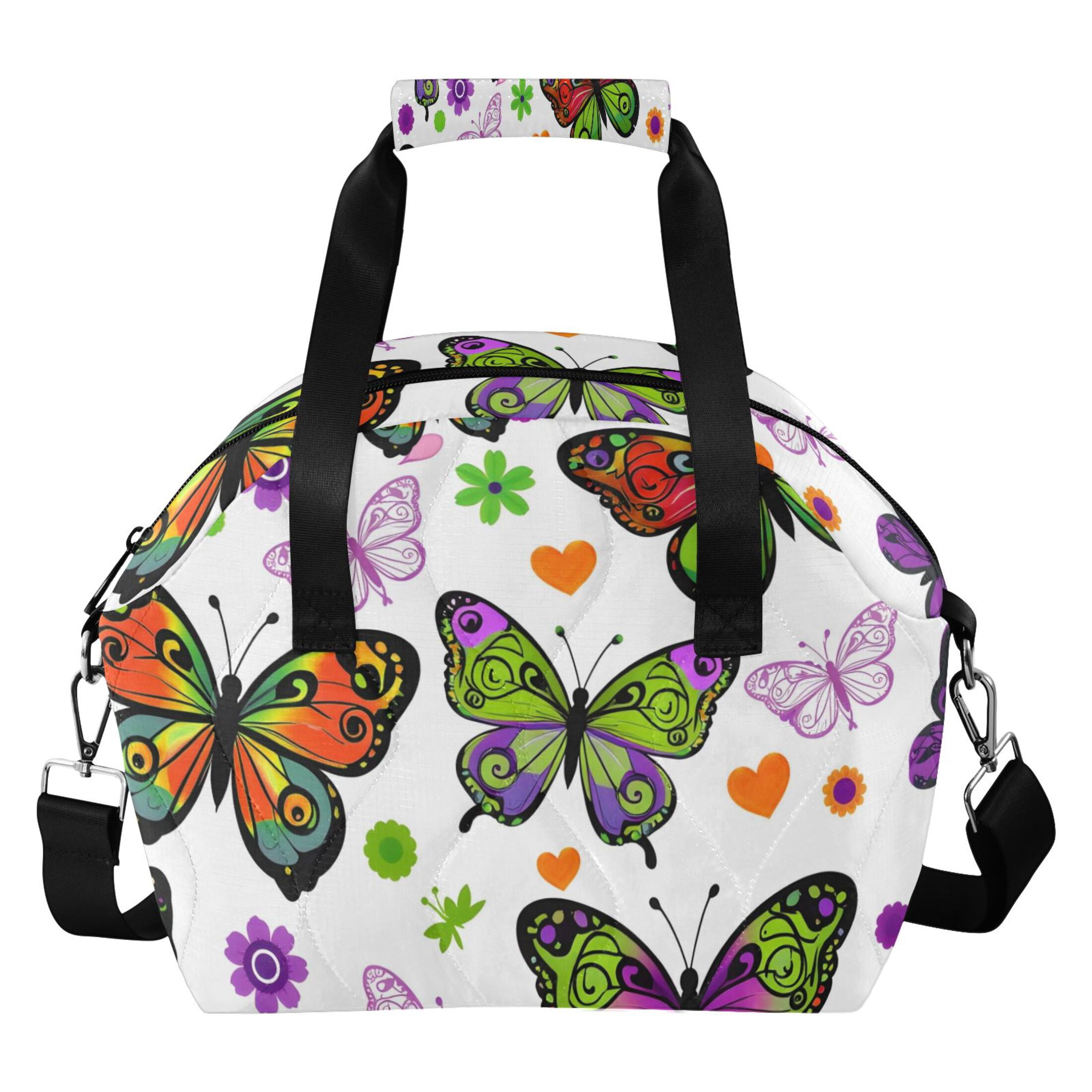 Butterflies with Complicate Patterns Flowers Insulated Lunch Bag ...