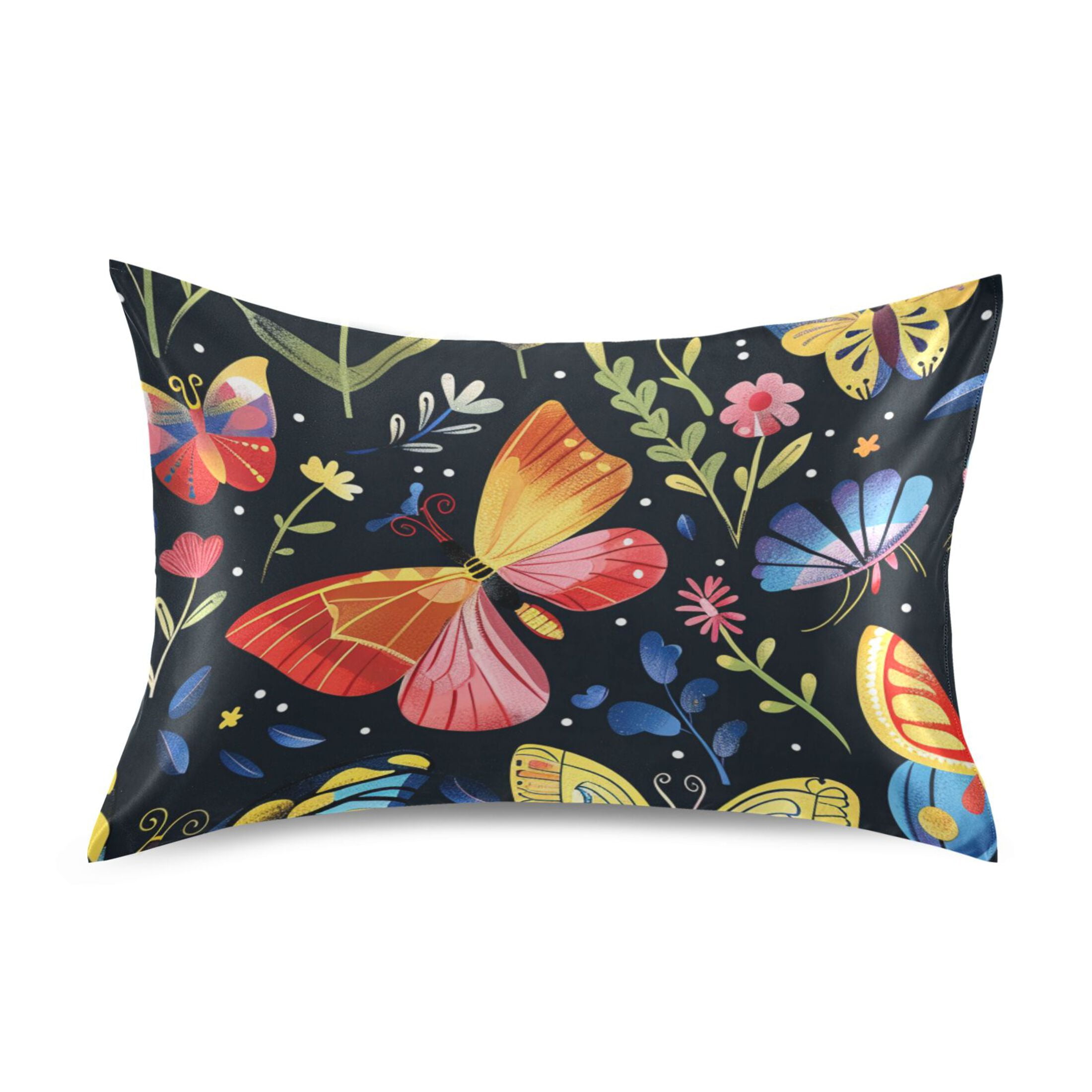 Butterflies with Florals Satin Pillowcase Envelope Design Pillow Covers ...