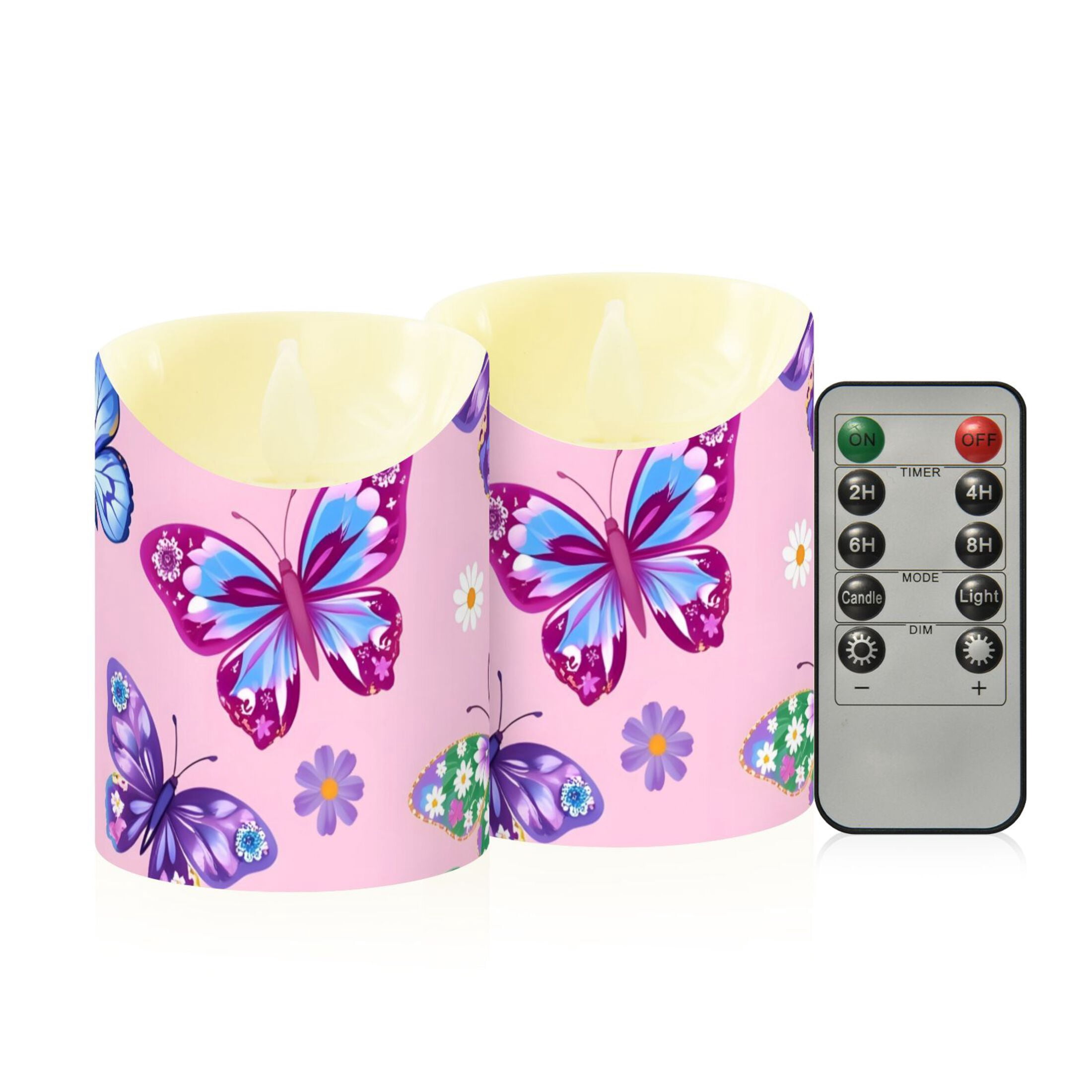 Butterflies with Flower Patterns Flickering Flameless Candles with ...