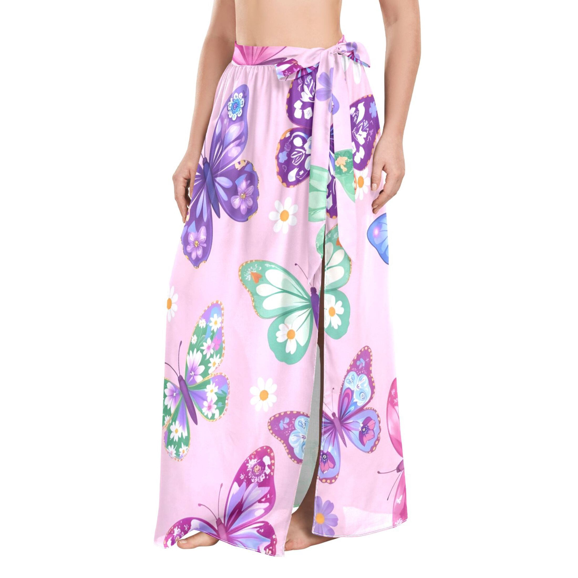 Butterflies with Flower Patterns Women's Swimwear Cover Ups Strappy ...