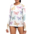Butterflies with Mixture Color Women's Rash Guard Shirts UPF 50+ Sun ...