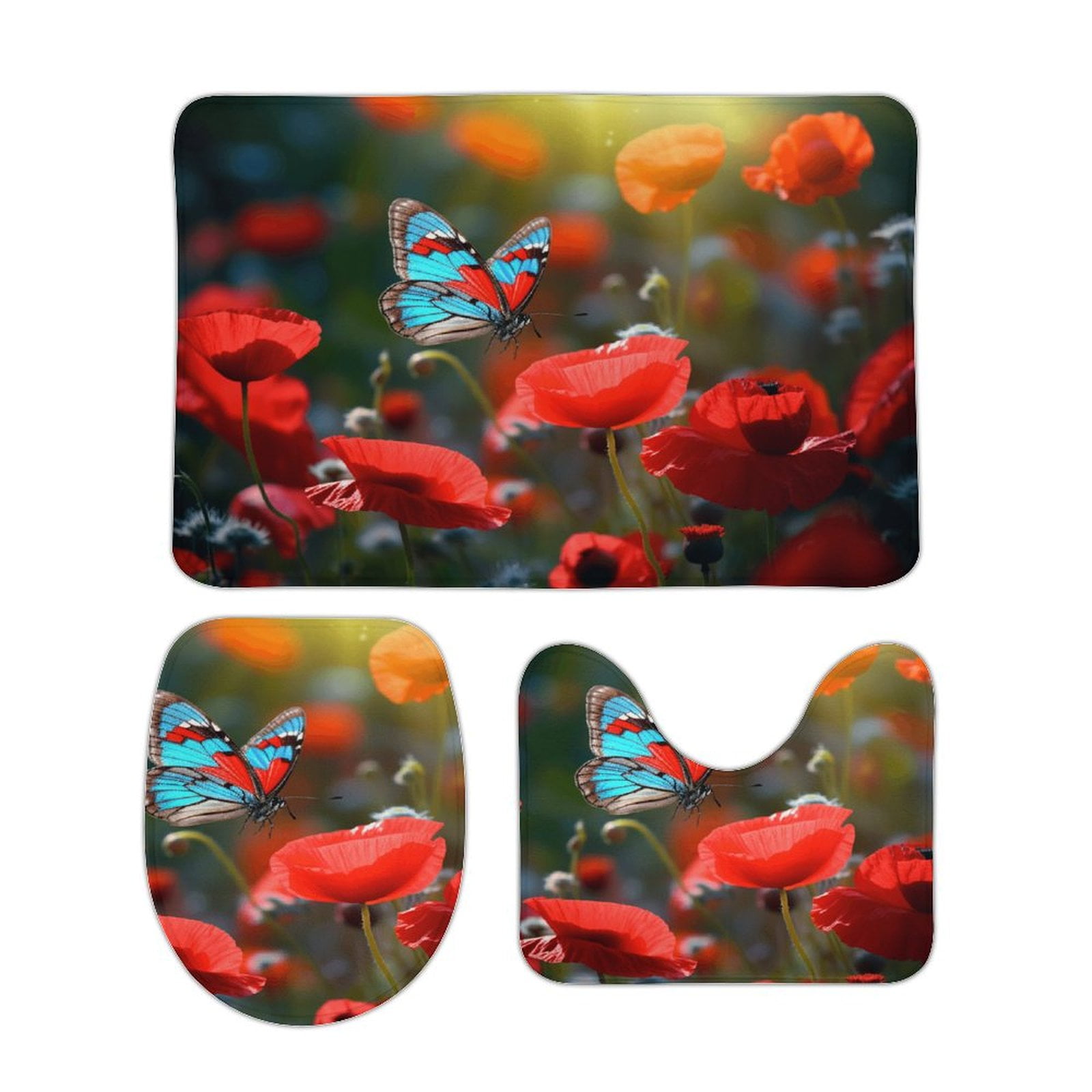 Butterfly (116) Soft Bathroom Carpet Set , Contour Carpet Set, Toilet ...