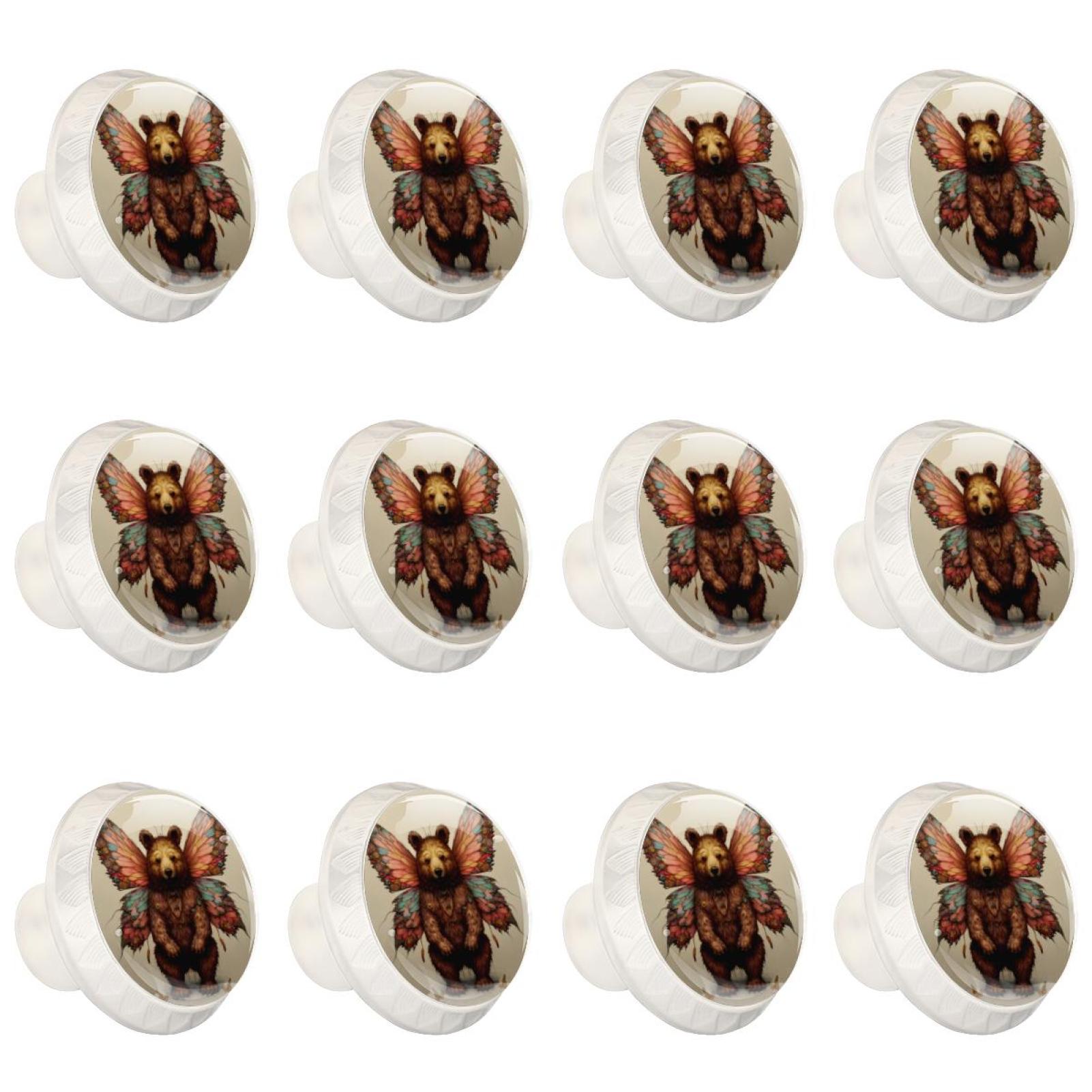 Butterfly 12 Pcs White Round Drawer Pulls with Screws,ABS and Glass ...