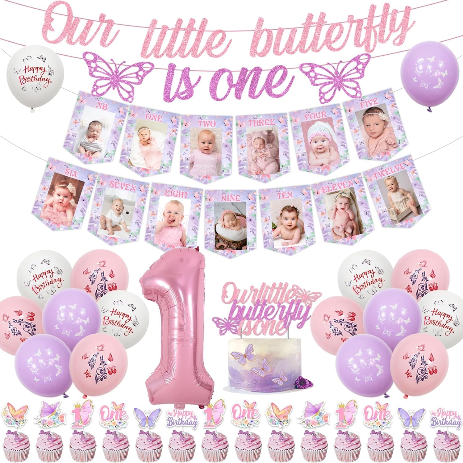 Butterfly 1st Birthday Decorations Girl, Our Little Butterfly Is ...