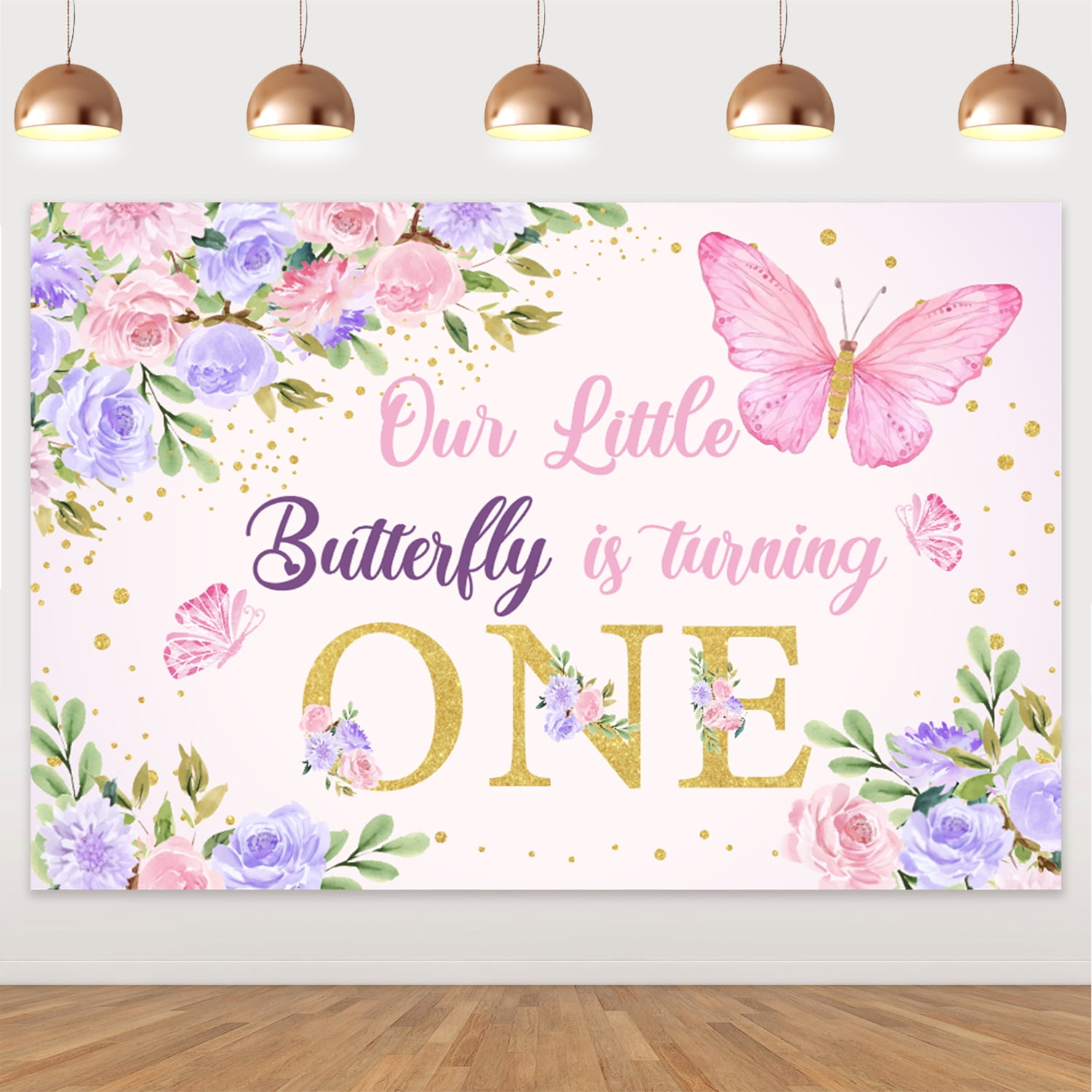Butterfly 1st Birthday Decorations for Girls - Pink Purple Butterfly ...