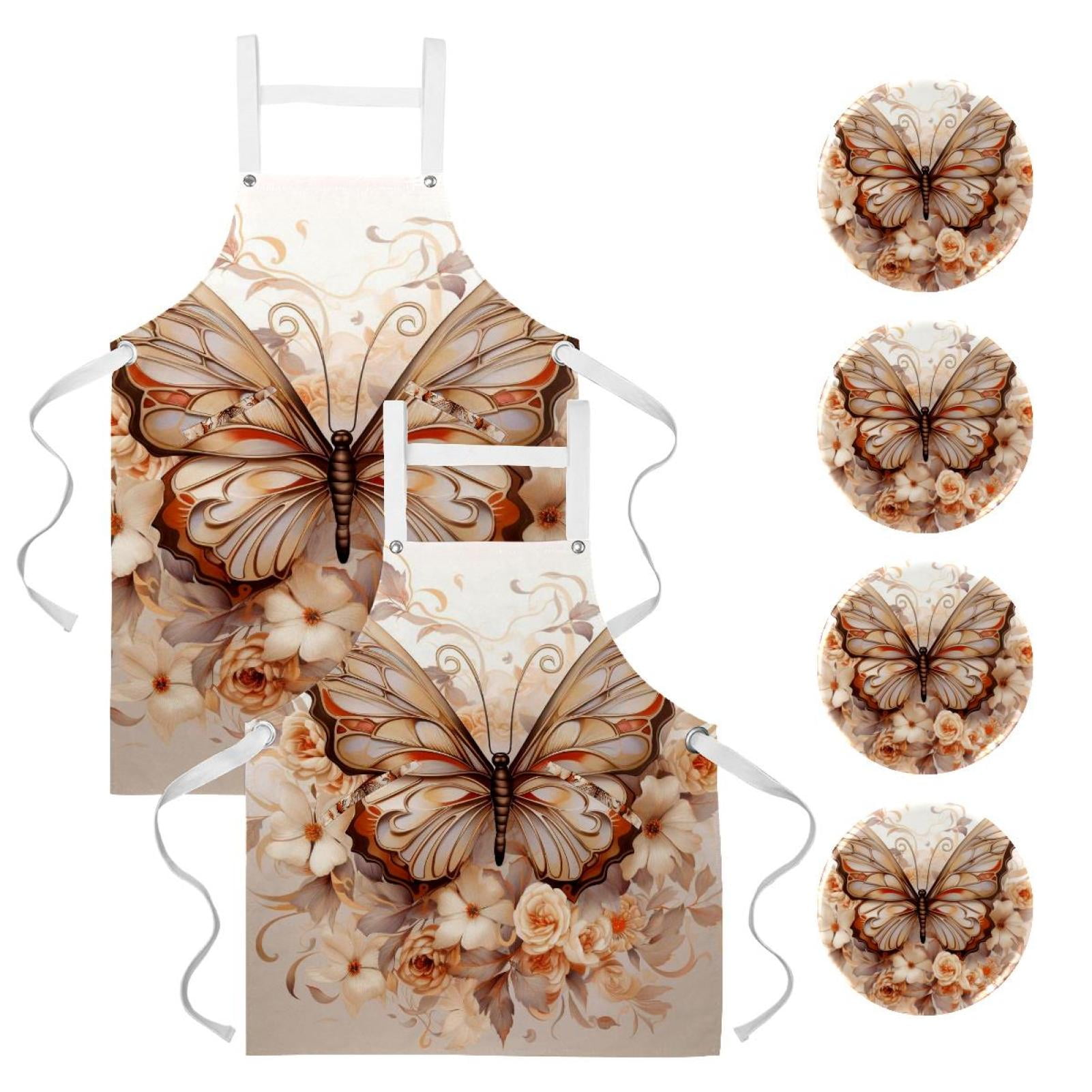 Butterfly 2 Pack Waterproof Chef Apron with Pockets and Badge ...