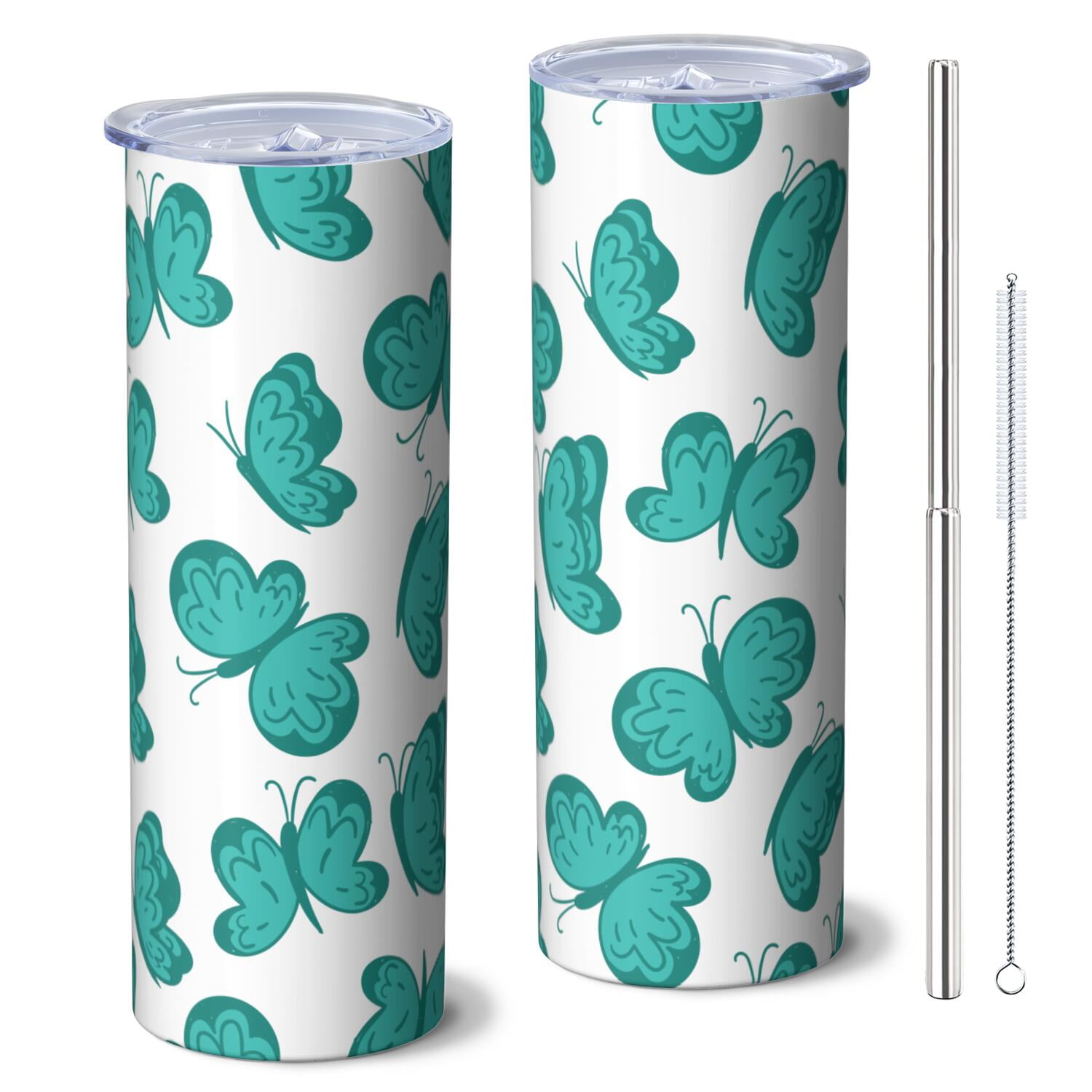 Butterfly 20 Oz Stainless Steel Skinny Tumbler – Vacuum Insulated Slim ...