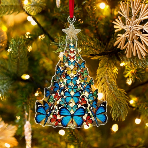 Butterfly 2D Flat Acrylic Ornament 2025 + Butterfly Christmas Tree ...