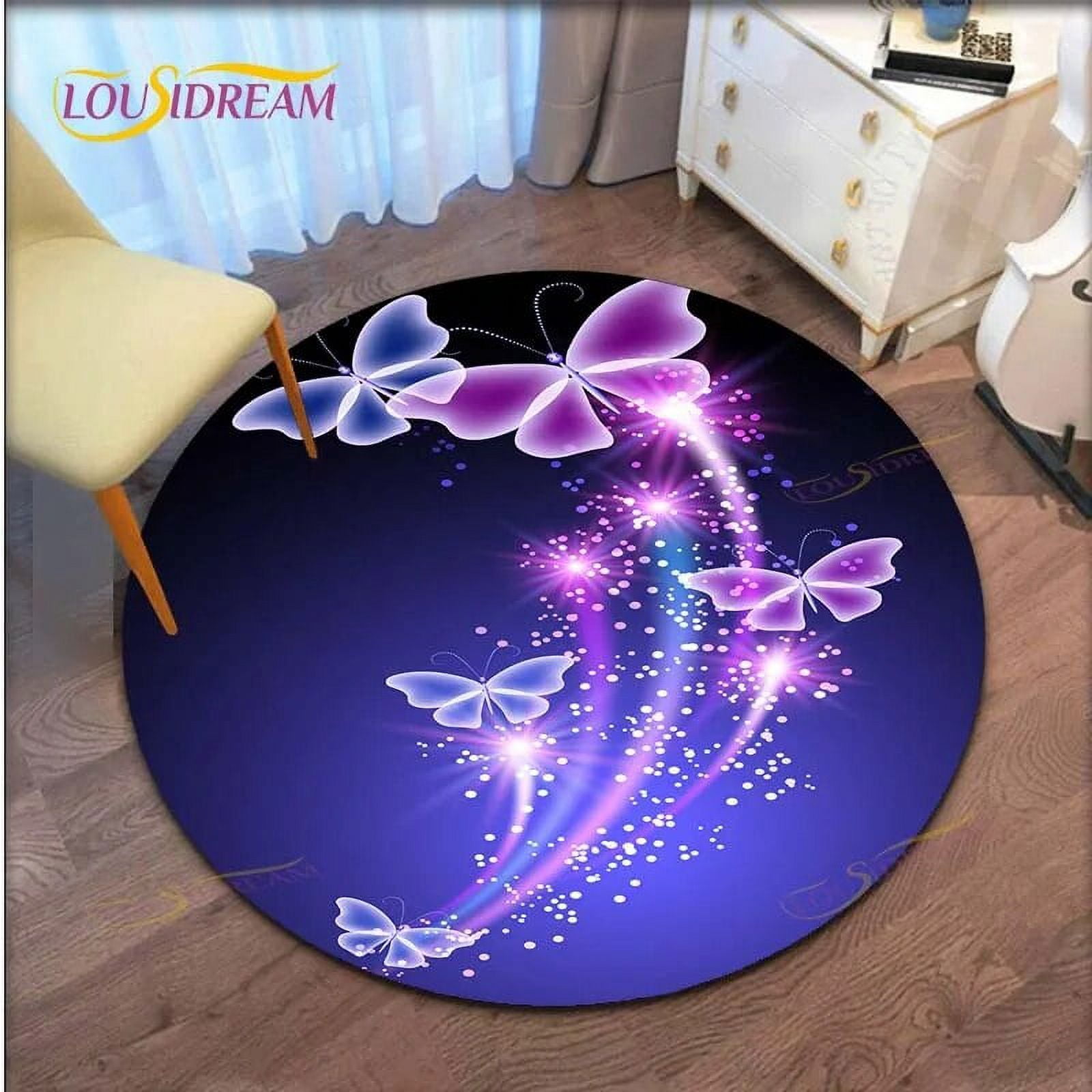 Butterfly 3D Printed Round Carpet Anti-slip Area Floor Mat Carpet ...