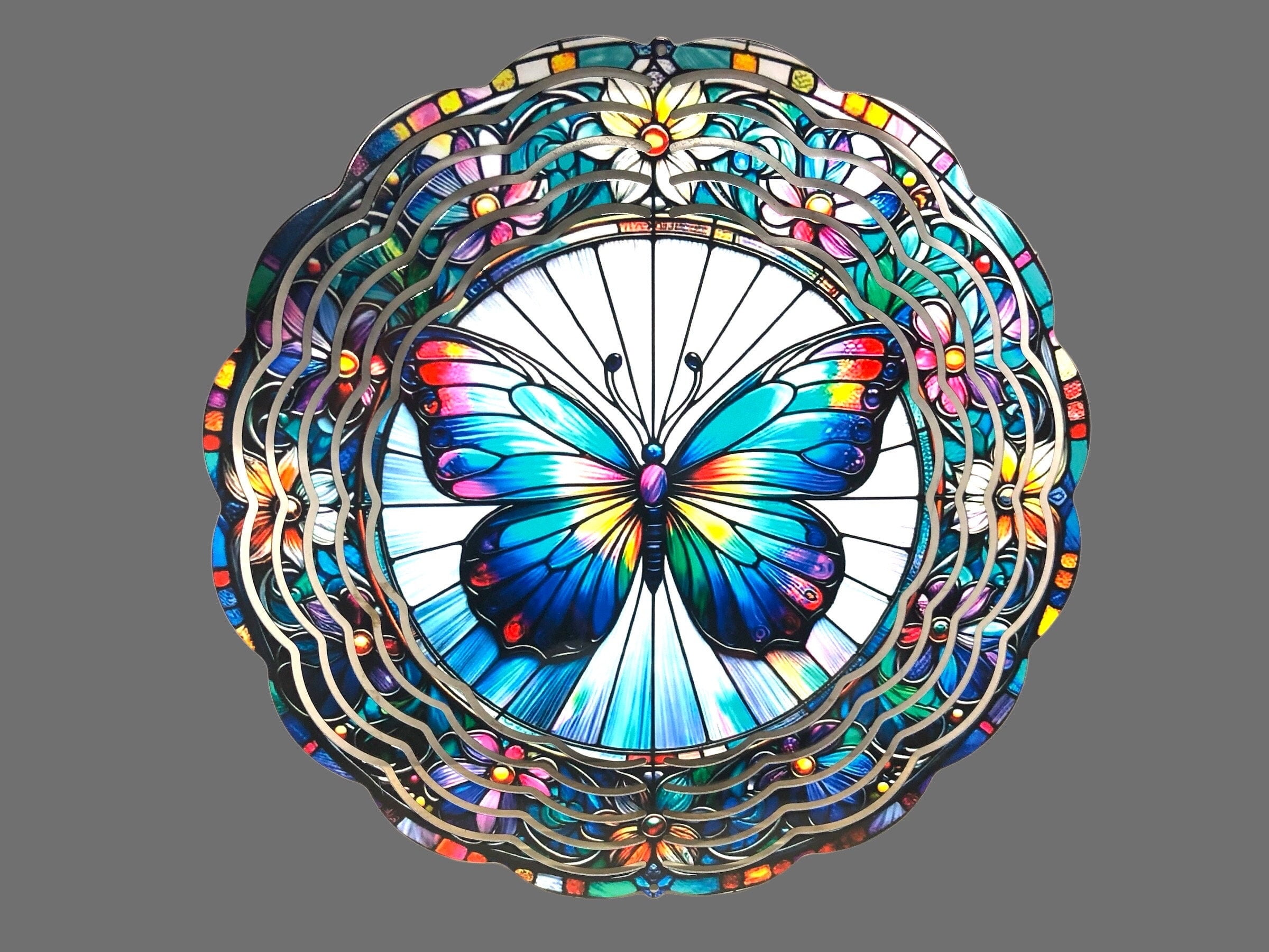 Butterfly 3D Wind Spinner Metal Kinetic Sculpture Garden Decor ...