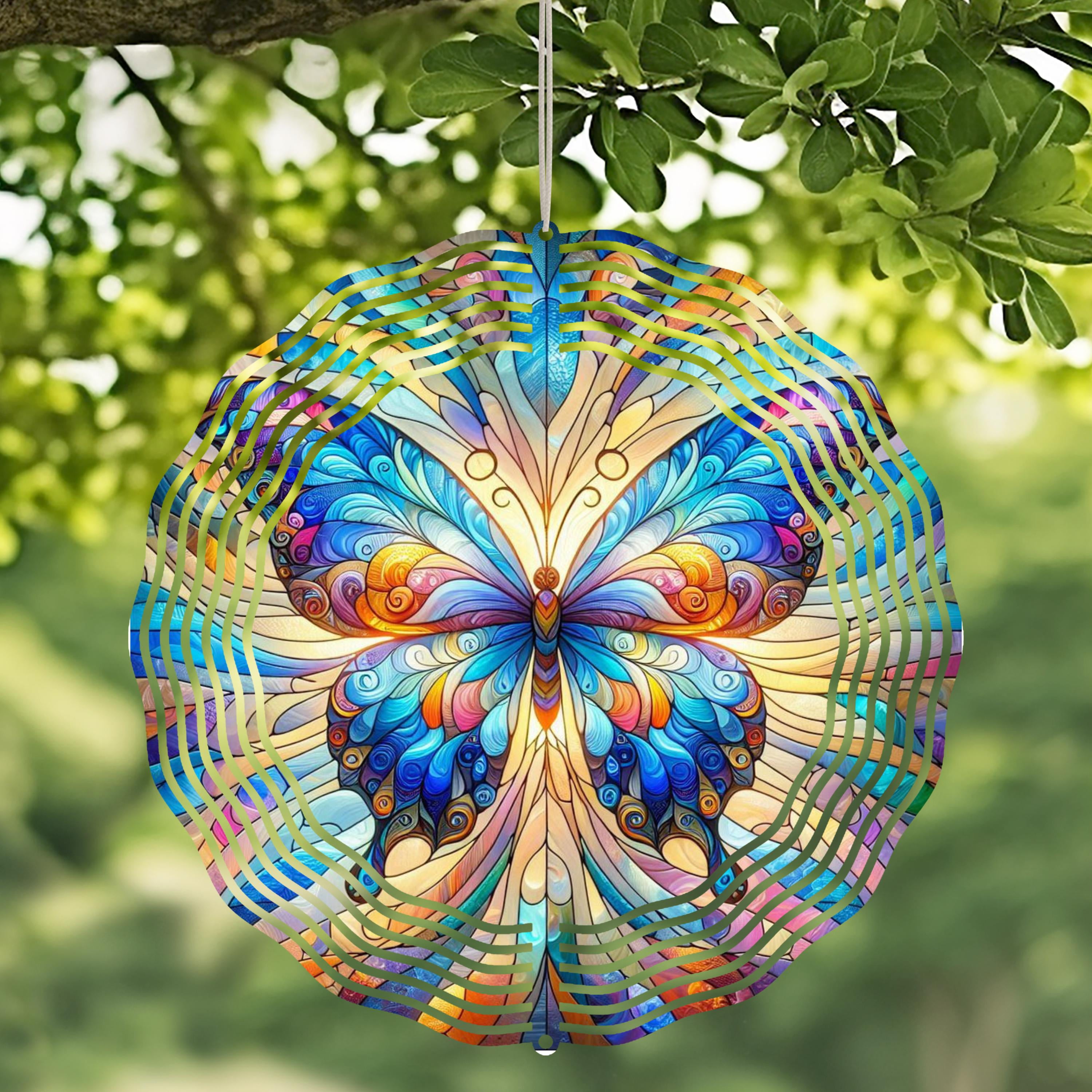 Butterfly 3D Wind Spinner Vibrant Metal Garden Decor Kinetic Art ...