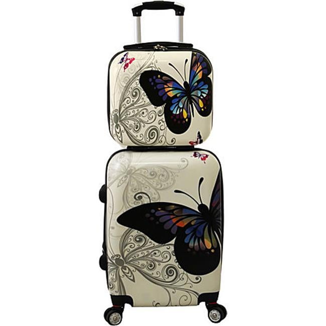 Butterfly 4-Piece Hardside TSA Combination Lock Spinner Luggage Set ...