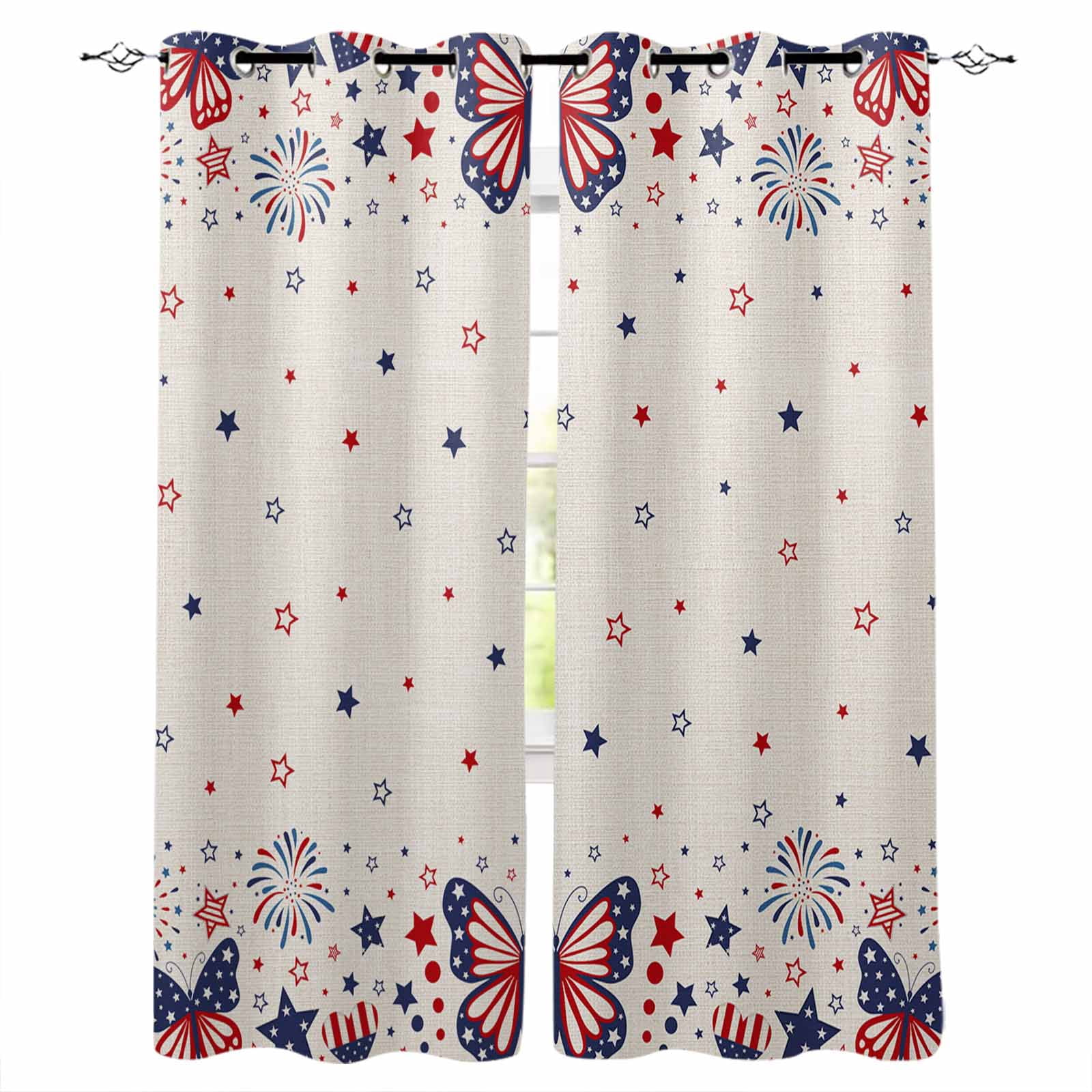 Butterfly 4th of July Blackout Curtains 54 Inches Long for Bedroom ...