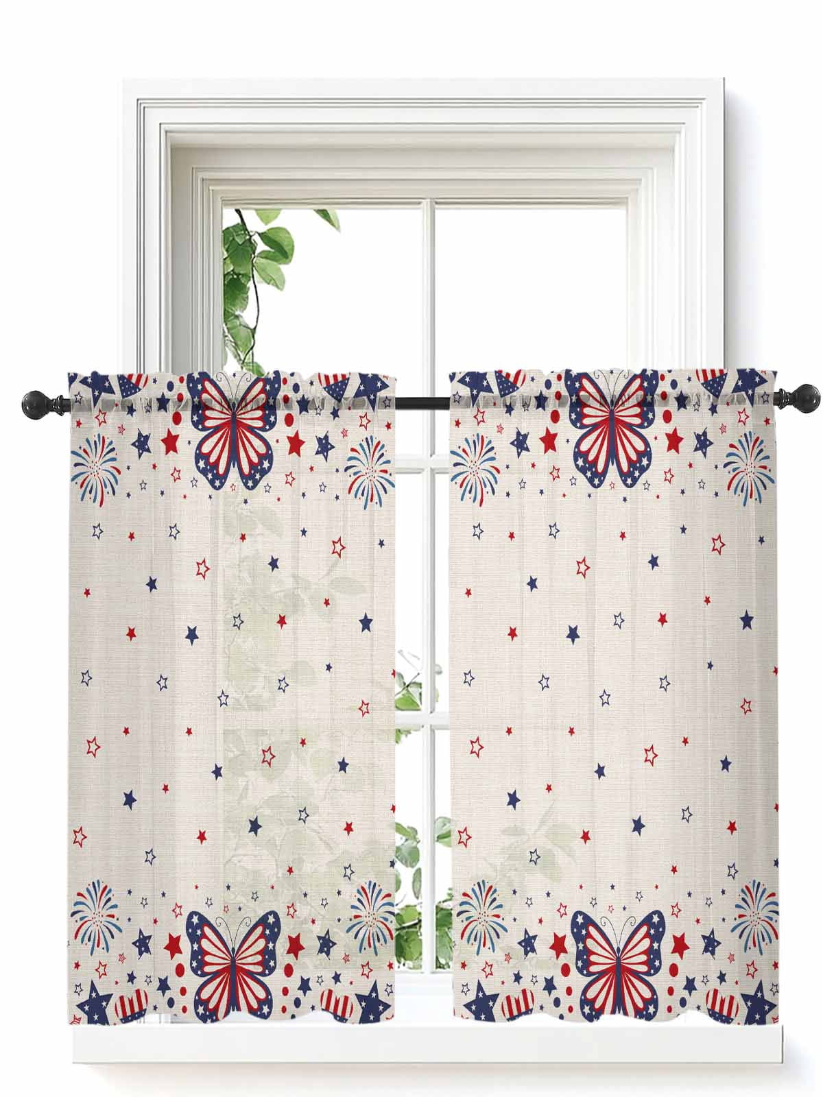 Butterfly 4th of July Curtains 45 Inch Length,Sheer Curtains for ...