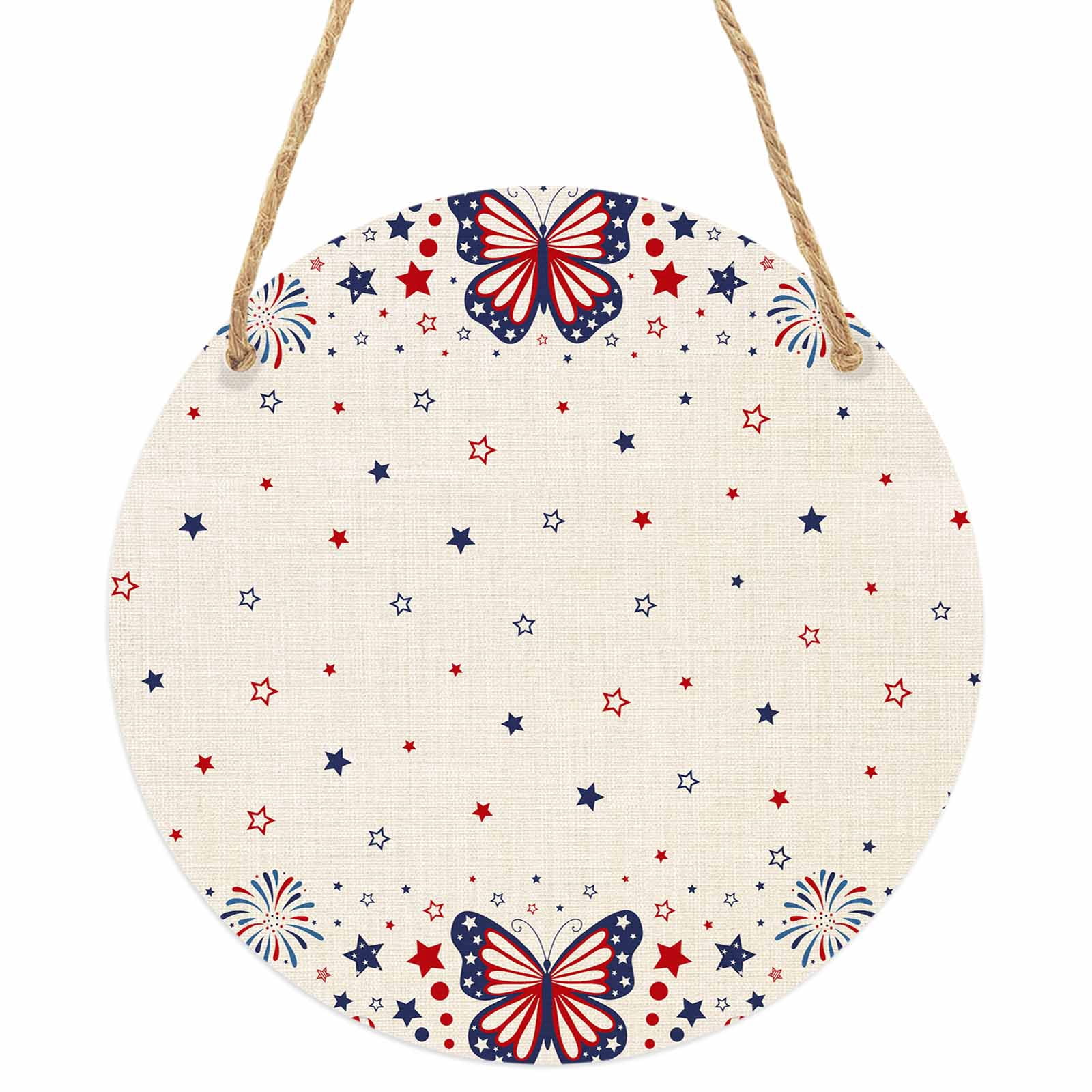Butterfly 4th of July Round Front Door Welcome Sign, 5.9 Inch Wall ...