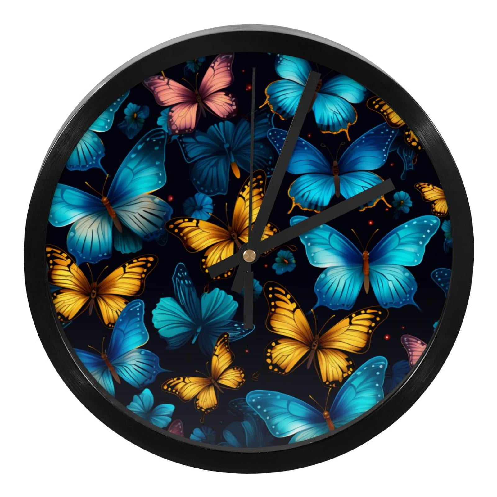 Butterfly 9.8 Inch Silent Round Digital Wall Clock - Battery Operated ...