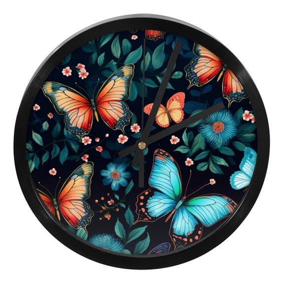 Butterfly 9.8 Inches Wall Clock, Silent Non-Ticking Round Digital Clock ...