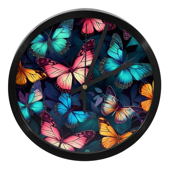 Butterfly 9.8 Inches Wall Clock, Silent Non-Ticking Round Digital Clock ...