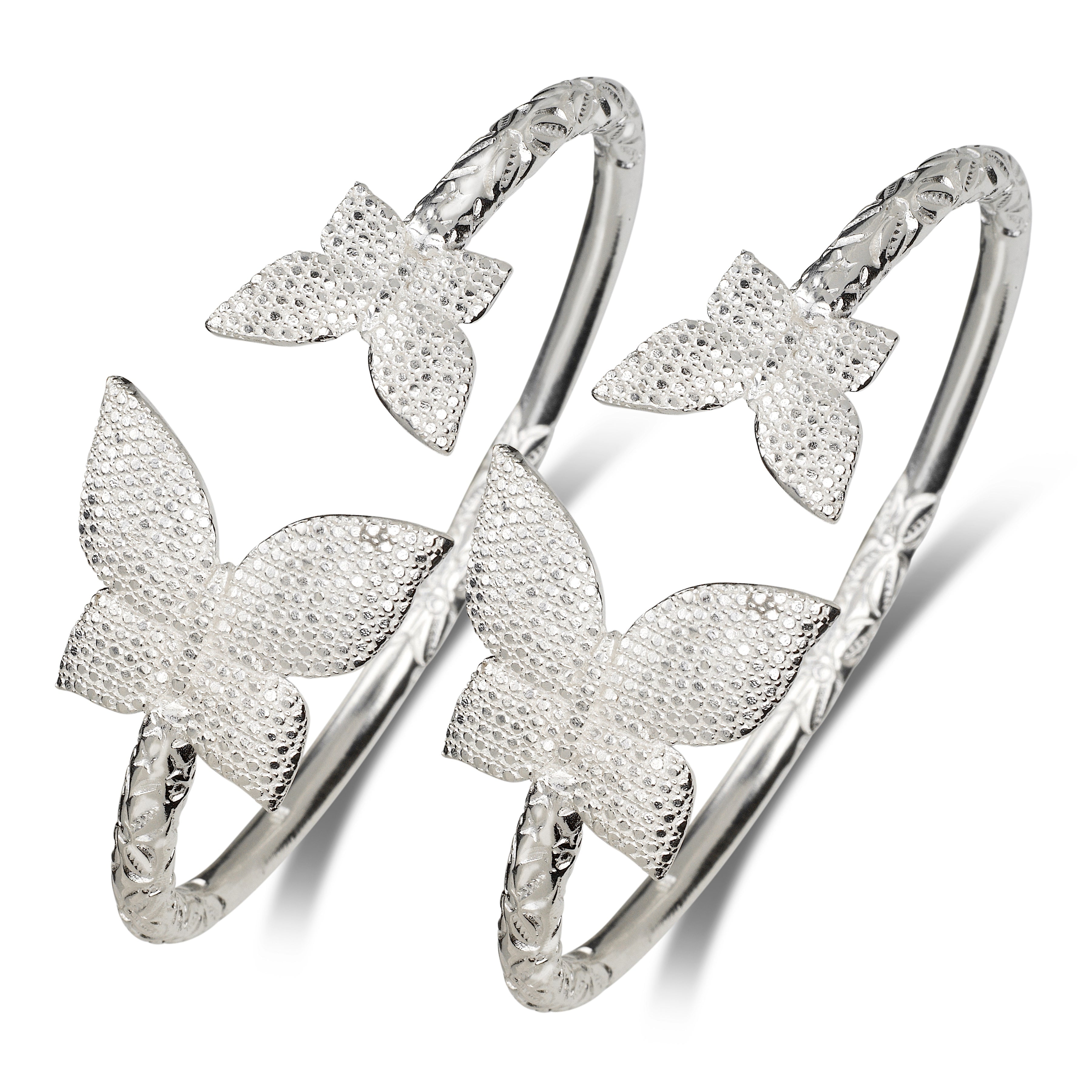 Butterfly .925 Sterling Silver West Indian Bangles, 1 pair - Walmart.com