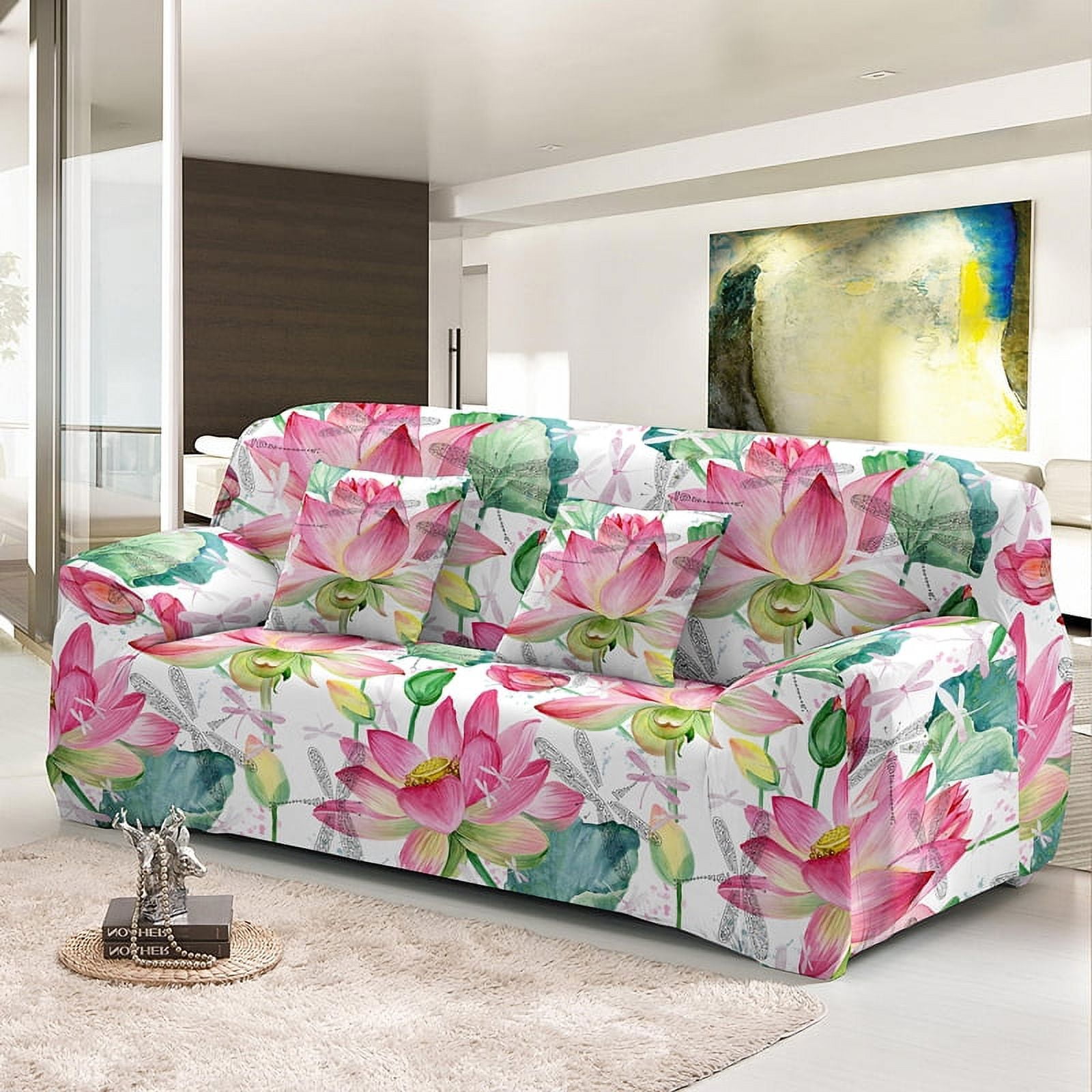 Butterfly And Dragonfly Sofa Cover For Living Room Elastic All-Inclusive Combination Easy Set Up ...