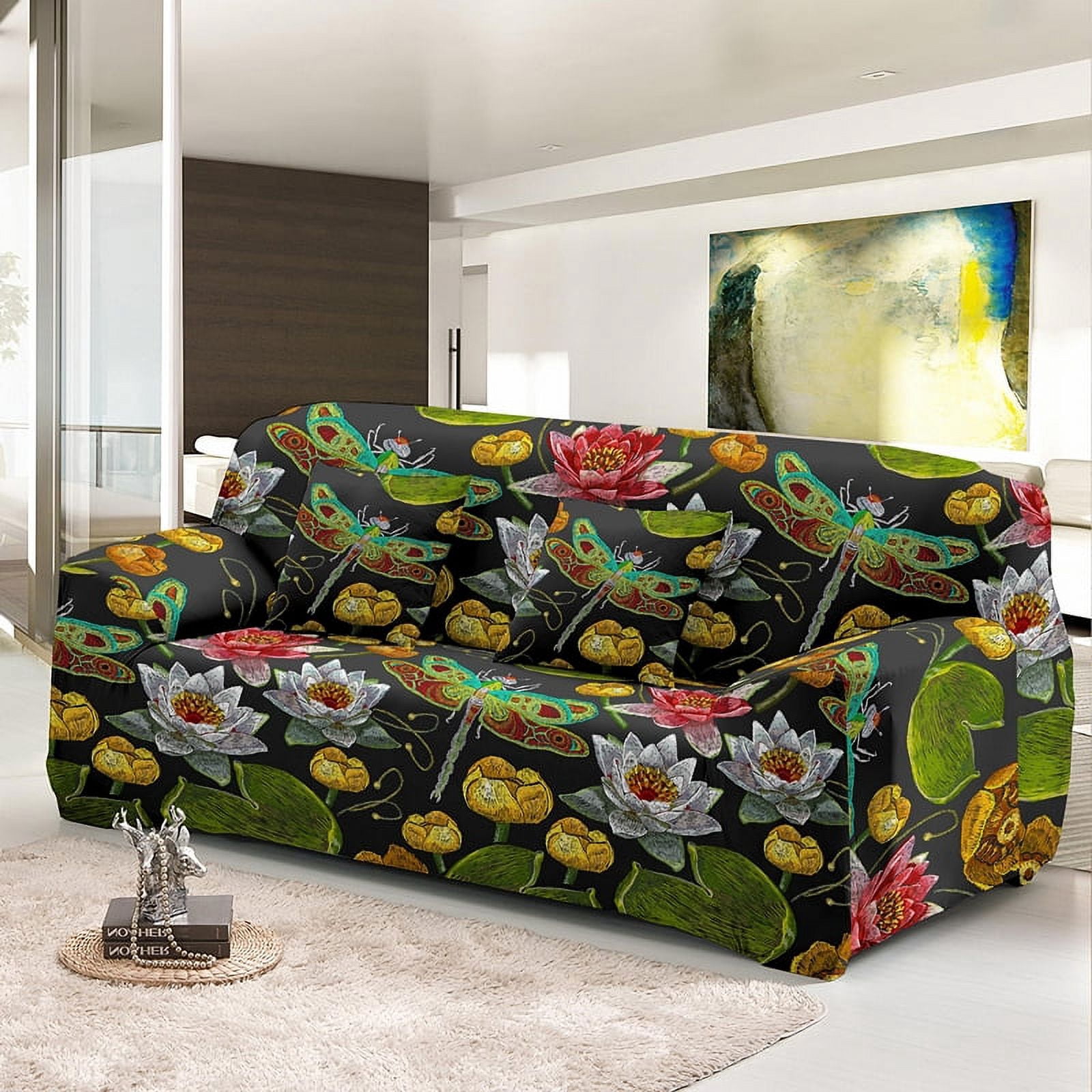 Butterfly And Dragonfly Sofa Cover For Living Room Elastic All ...
