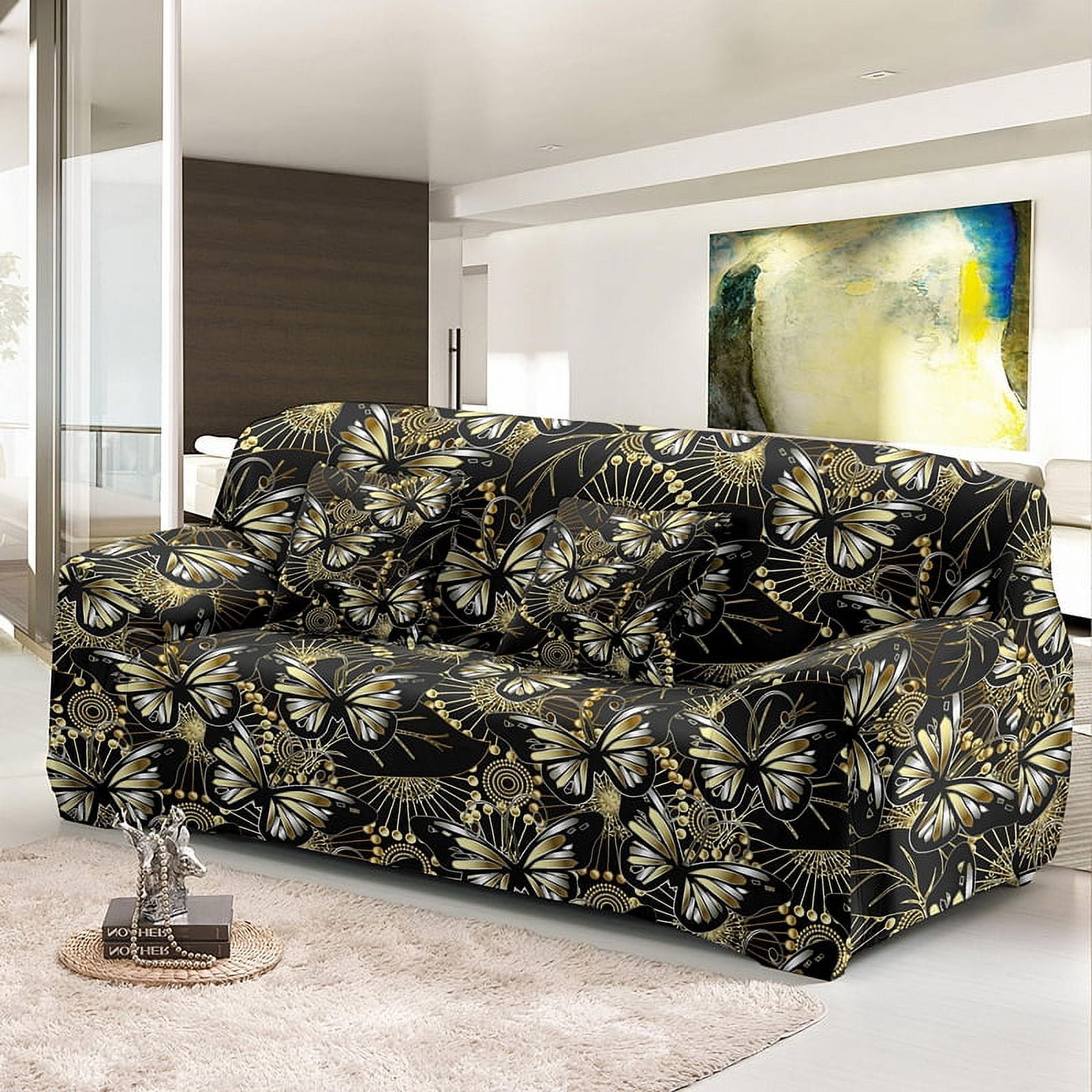 Butterfly And Dragonfly Sofa Cover For Living Room Elastic All ...