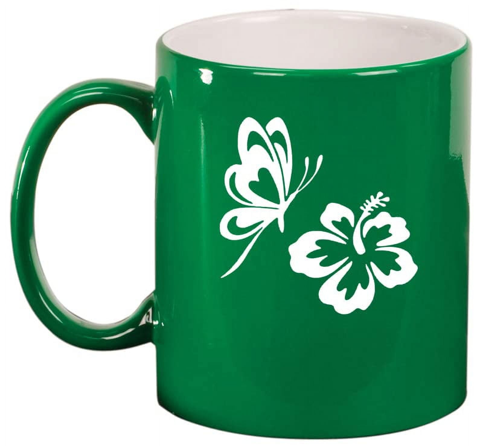 Butterfly And Hibiscus Ceramic Coffee Mug Tea Cup T For Her Women Wife Girlfriend Best