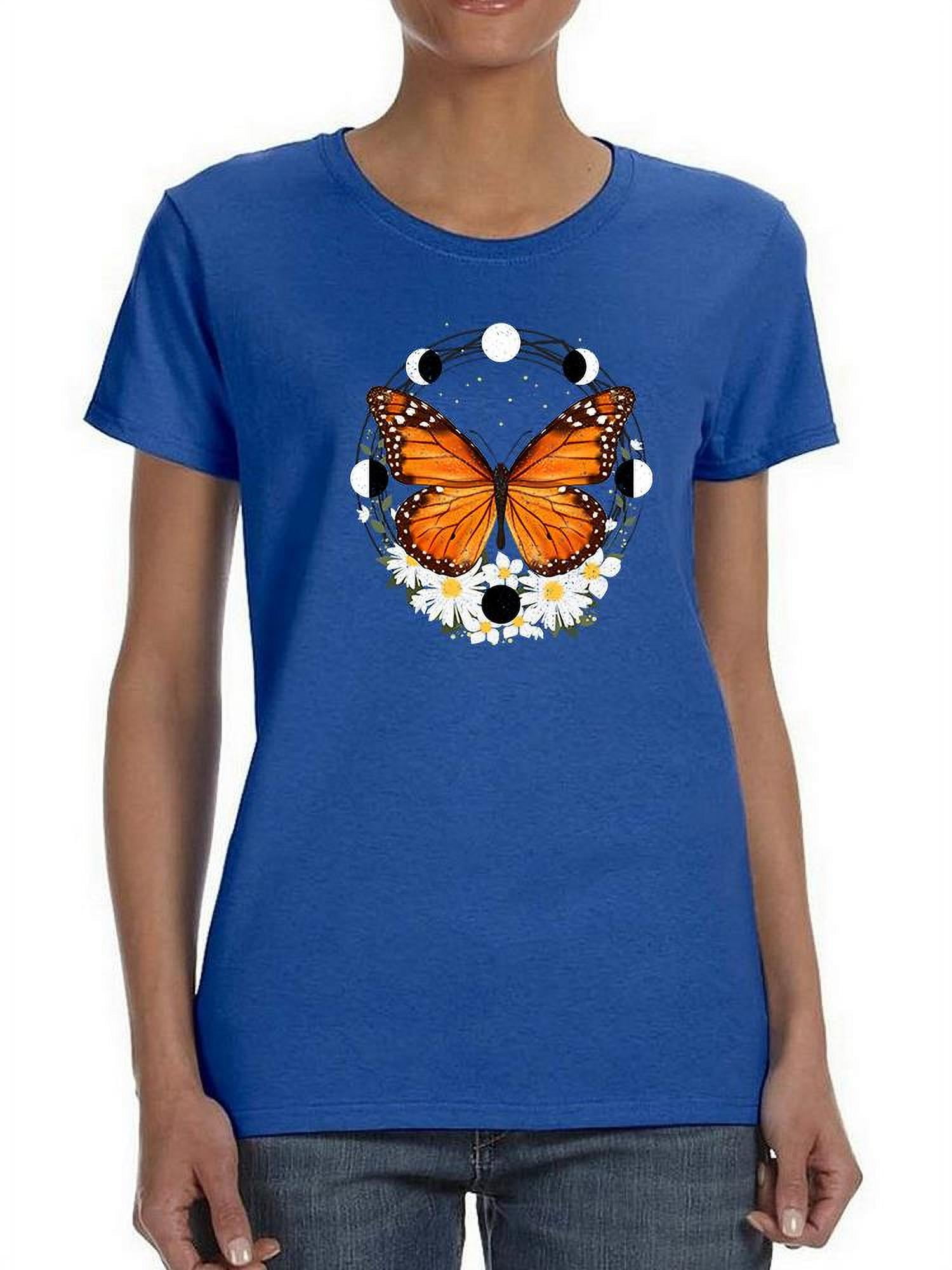 Butterfly And Moons T-Shirt Women -Smartprints Designs, Female Large ...