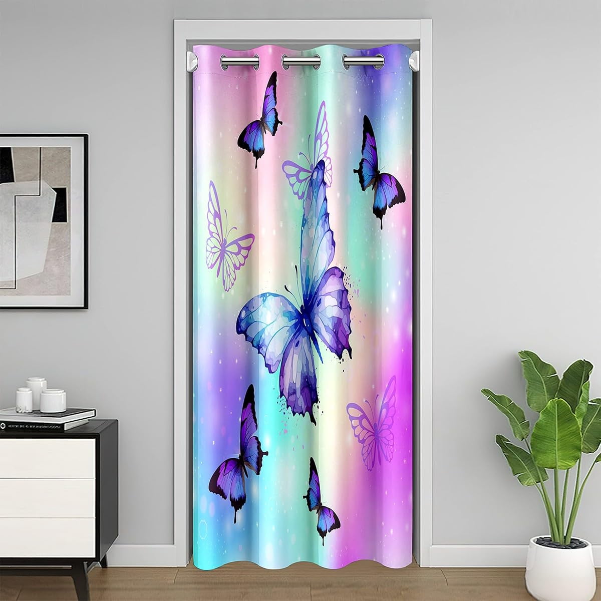 Butterfly Animal Door Curtains Privacy Closet Nor for Bedroom Dining ...
